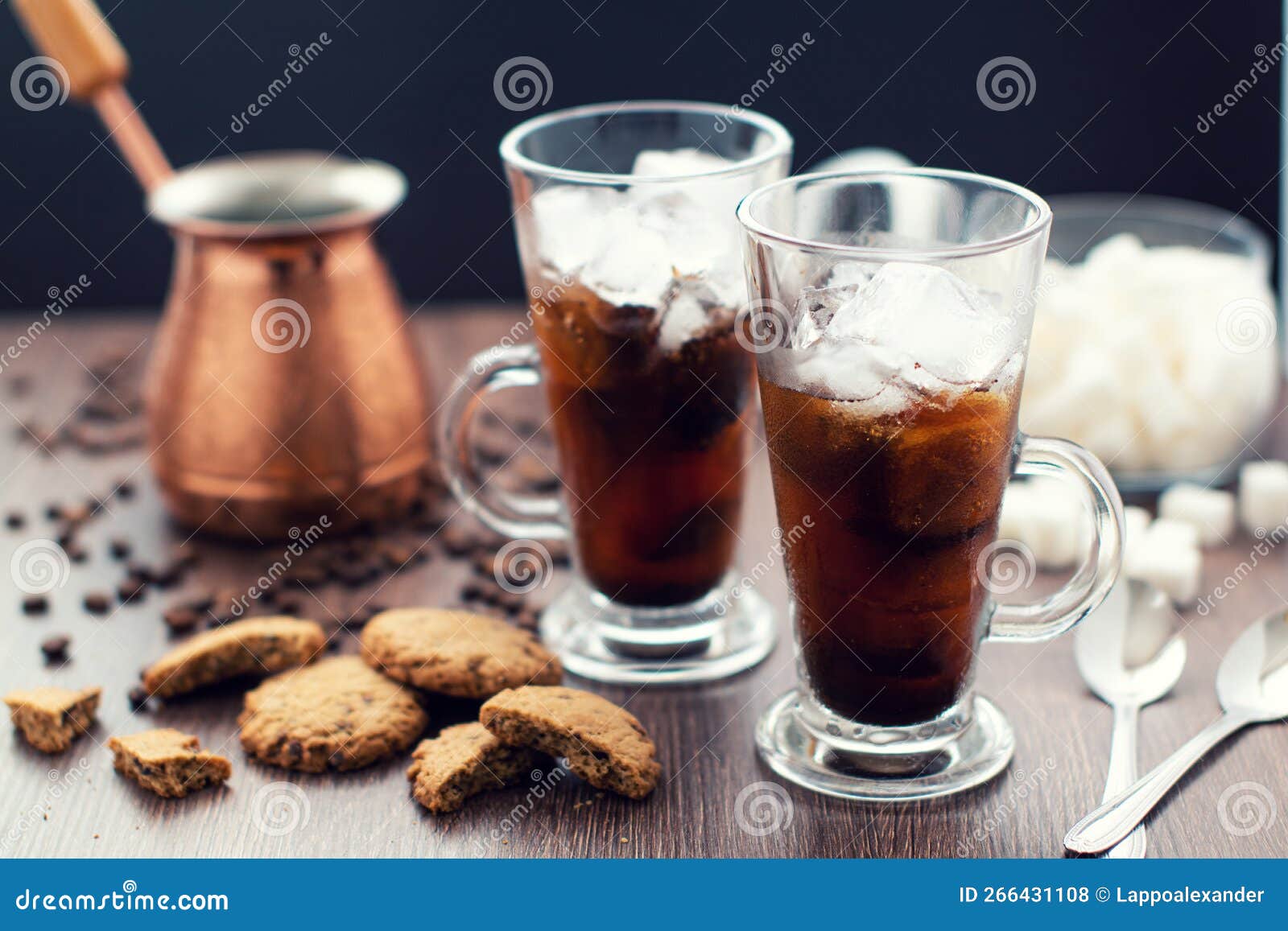 Still Life Iced Coffee and Biscuits Stock Photo - Image of food ...
