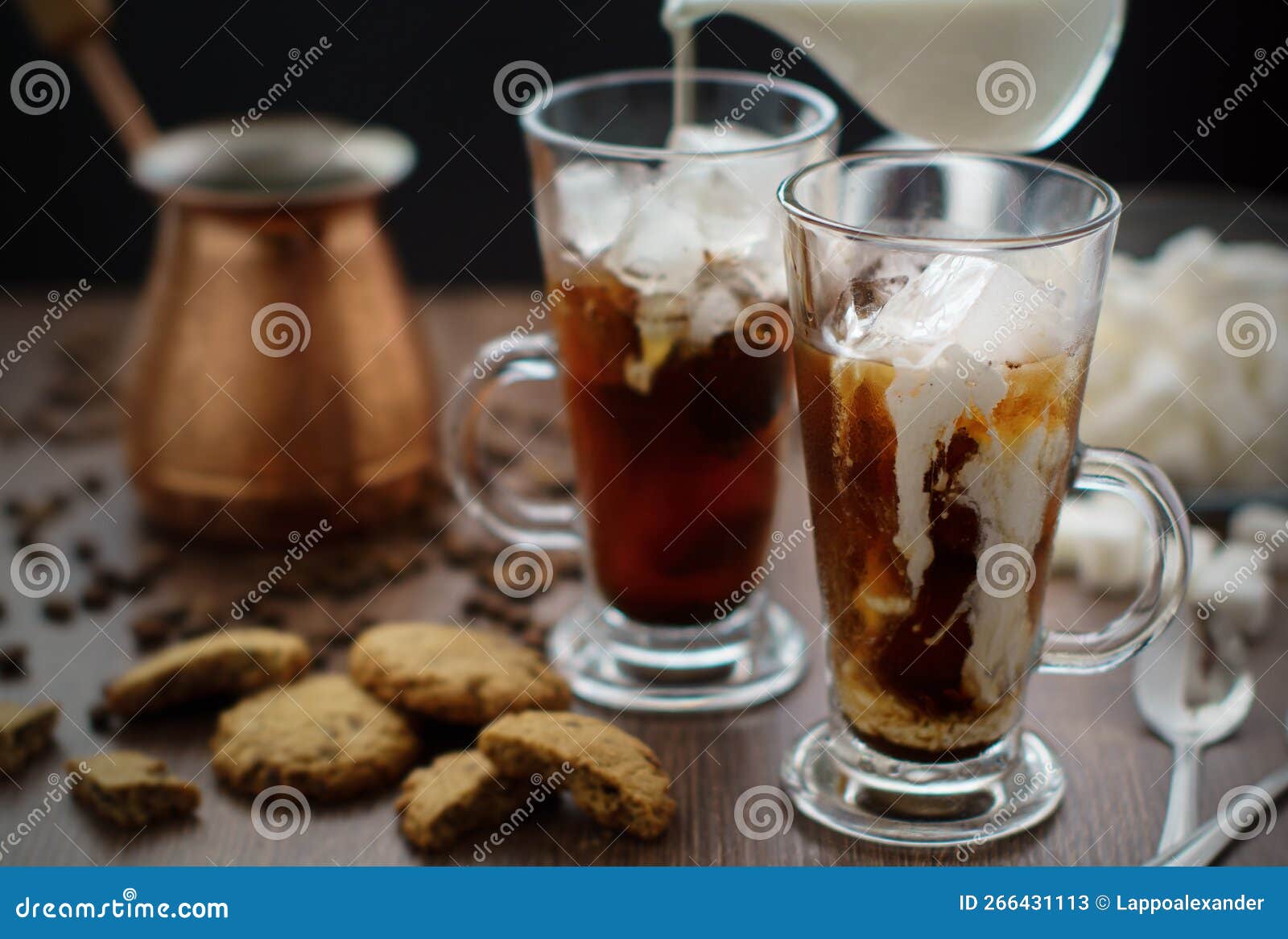 Still Life Iced Coffee and Biscuits Stock Image - Image of closeup ...
