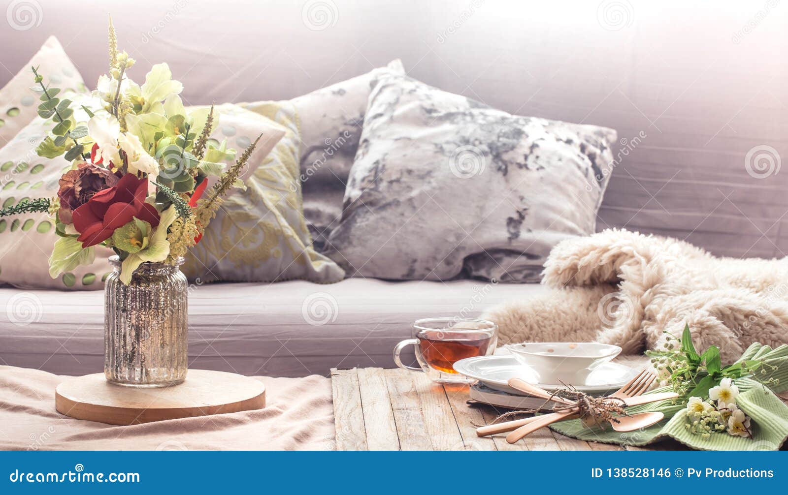 Still Life Interior with Decor Items in Home Living Room Stock Photo ...