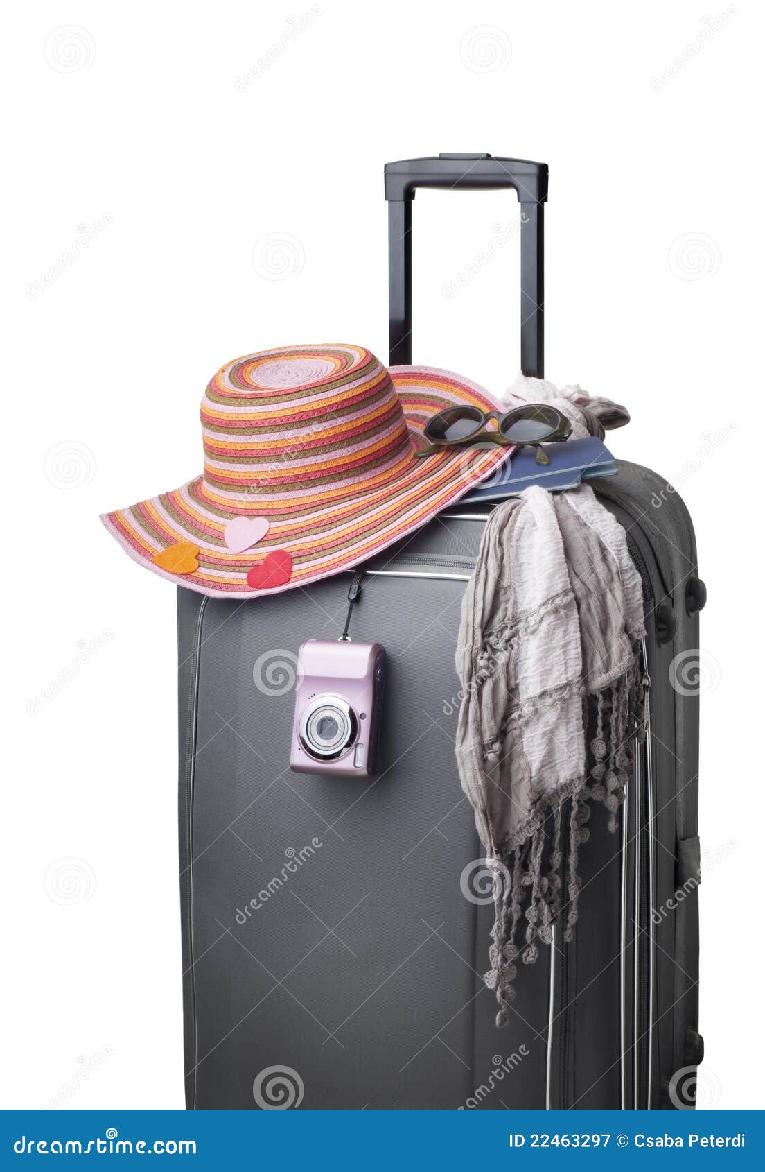 Still Life Isolated Suitcase and Accessories Stock Image - Image of ...