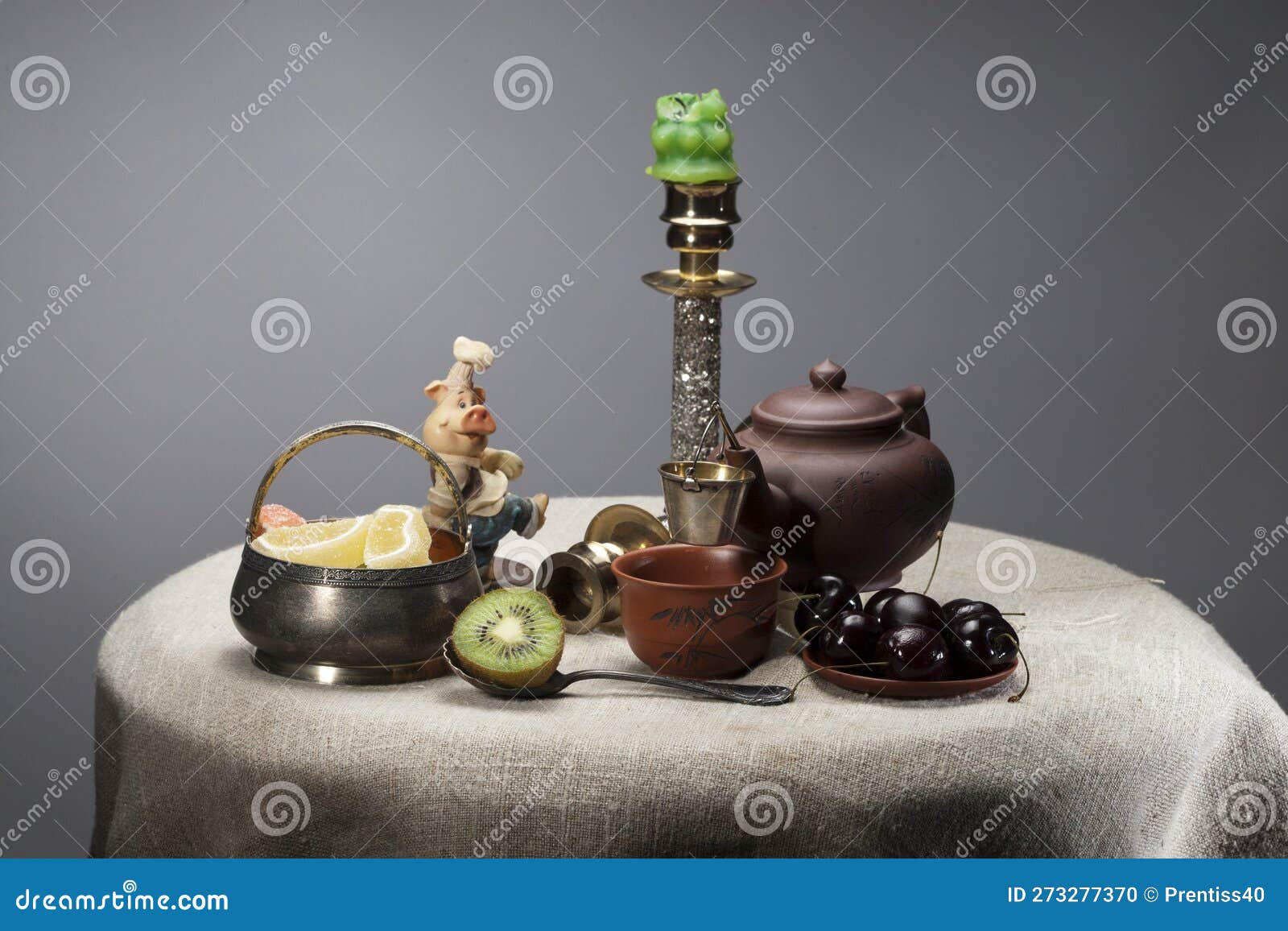Still Life with Items with Food on Small Table Stock Photo - Image of ...