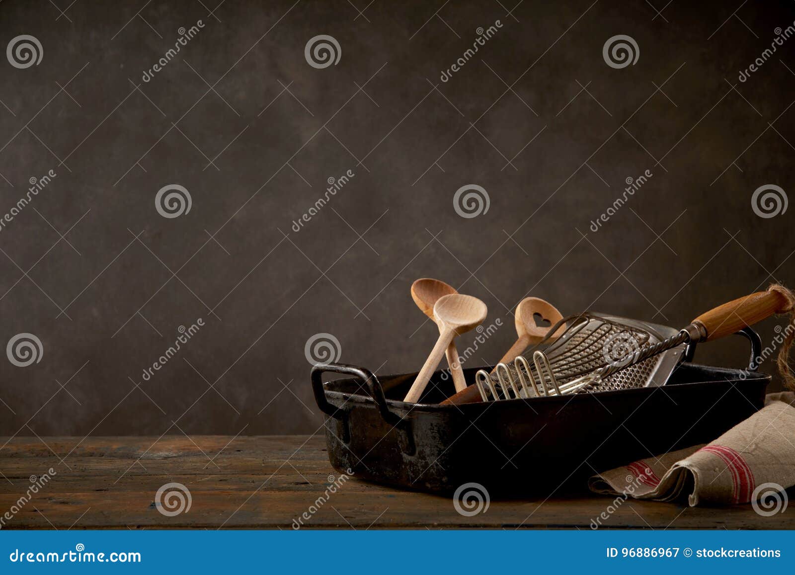 Still Life with Kitchen Utensils Stock Image - Image of metal, food ...