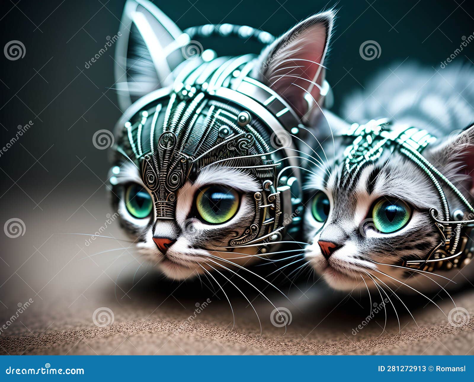 Still Life with Kitten, Digital Art Created by Generative Artificial ...