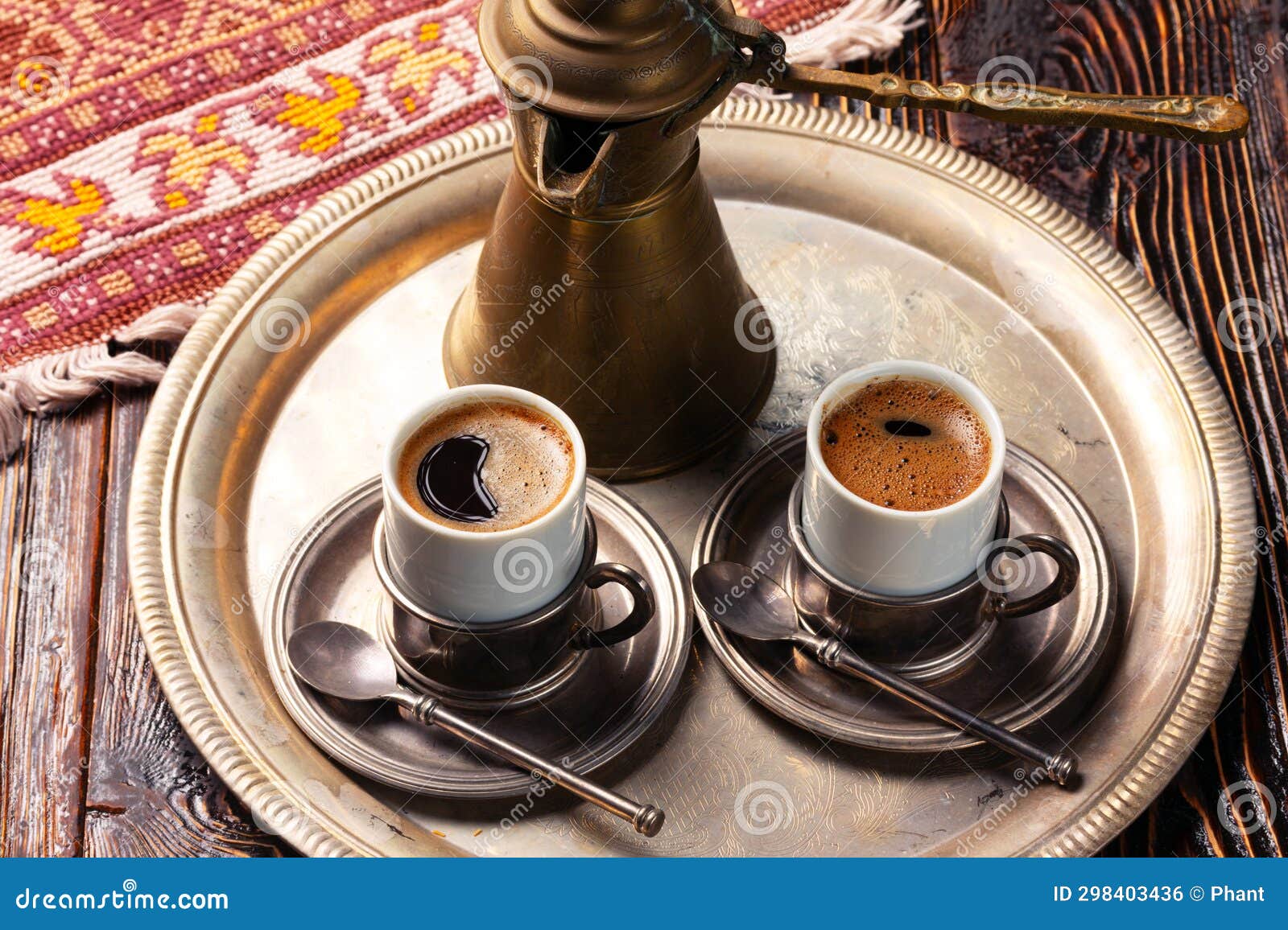 Still Life with a Middle Eastern Coffee Set, on Wooden Table Stock ...