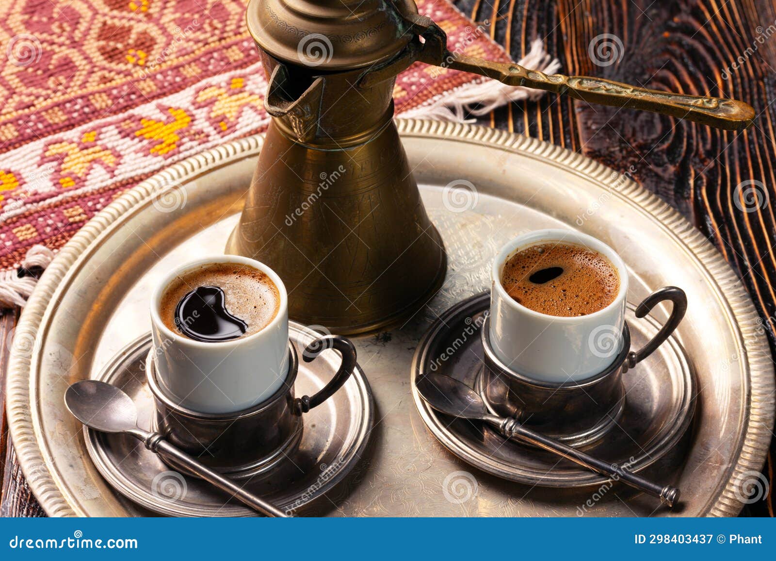 Still Life with a Middle Eastern Coffee Set, on Wooden Table Stock ...