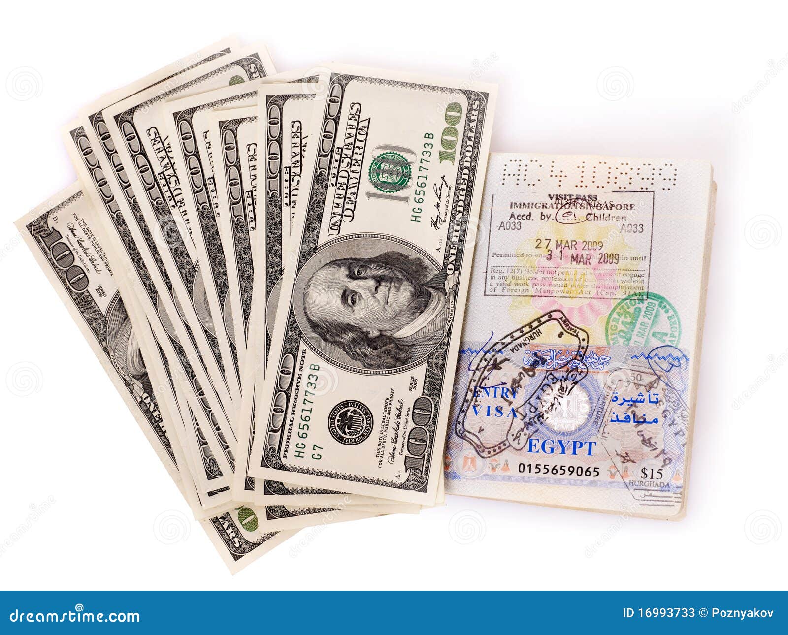 Still Life with Money and Passport. Stock Image - Image of finance ...