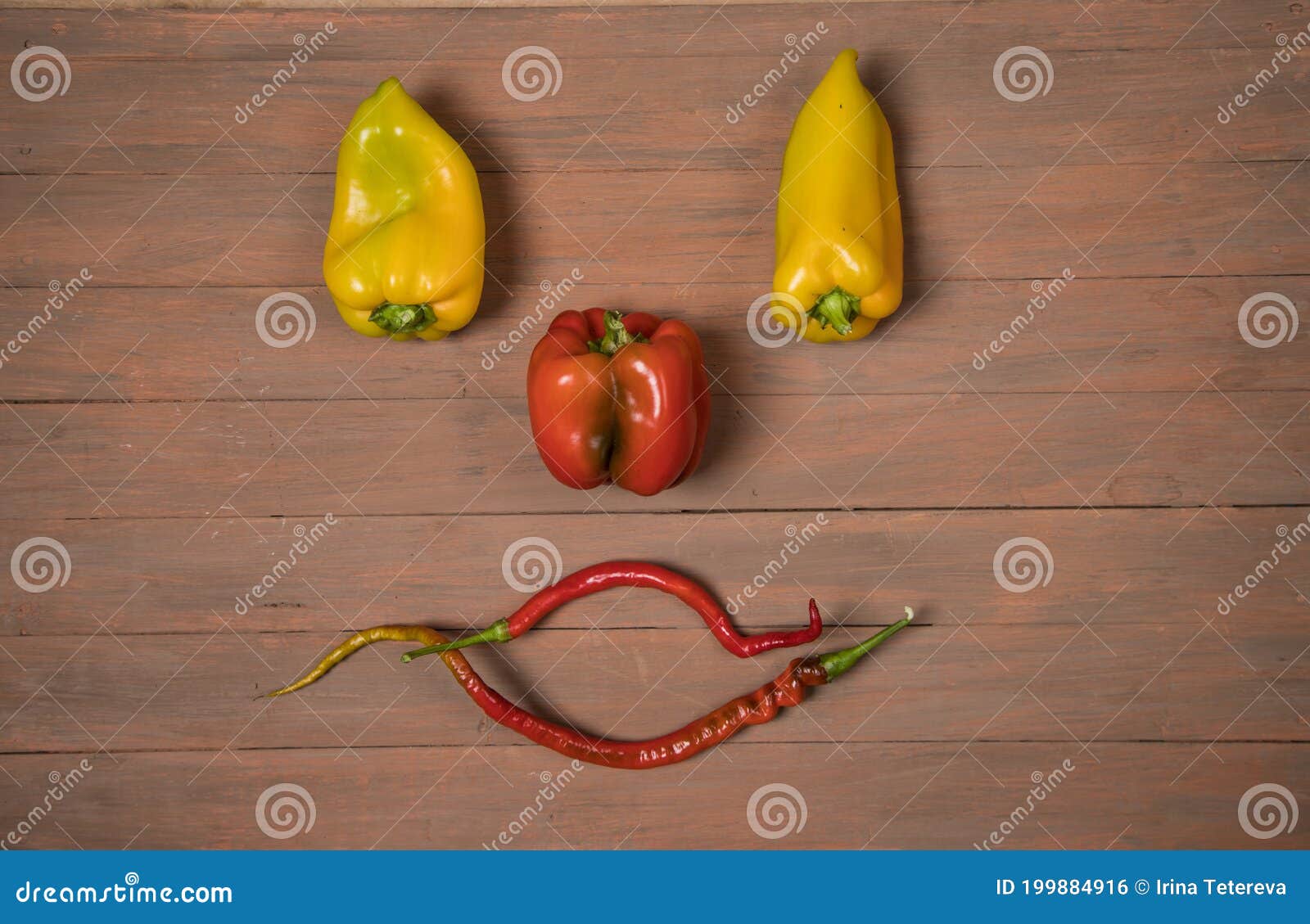 Still Life of Multicolored Peppers in the Form of a Human Face. Stock ...