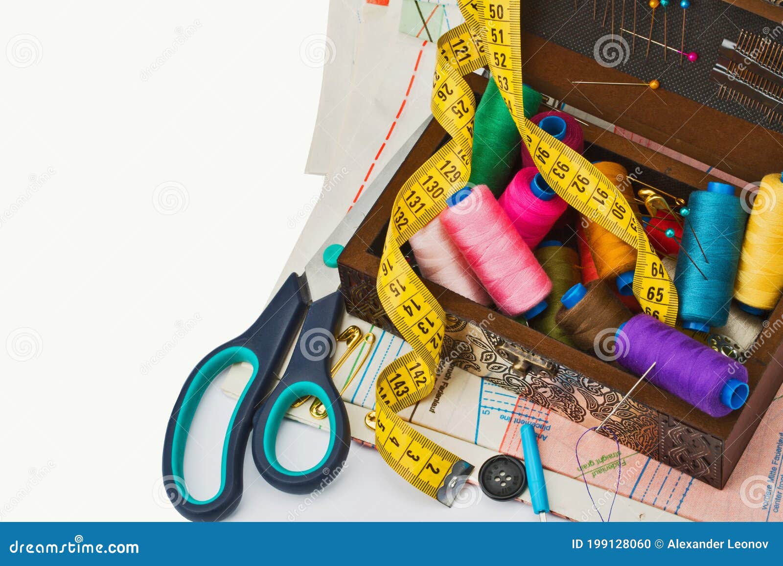 Still Life of Objects for Sewing Stock Photo - Image of needlework ...