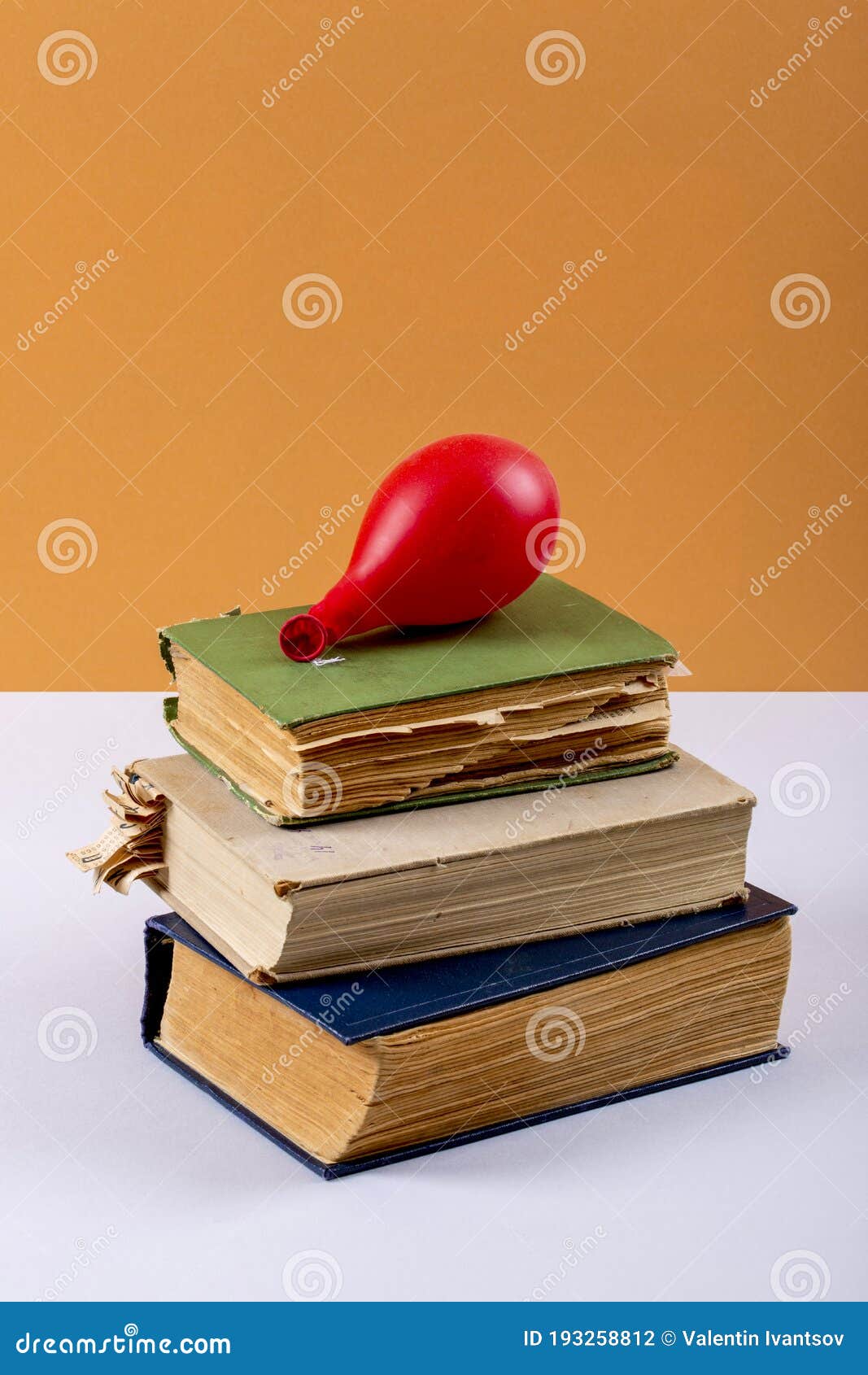 Still Life with Old Books and a Deflated Balloon Stock Photo - Image of ...