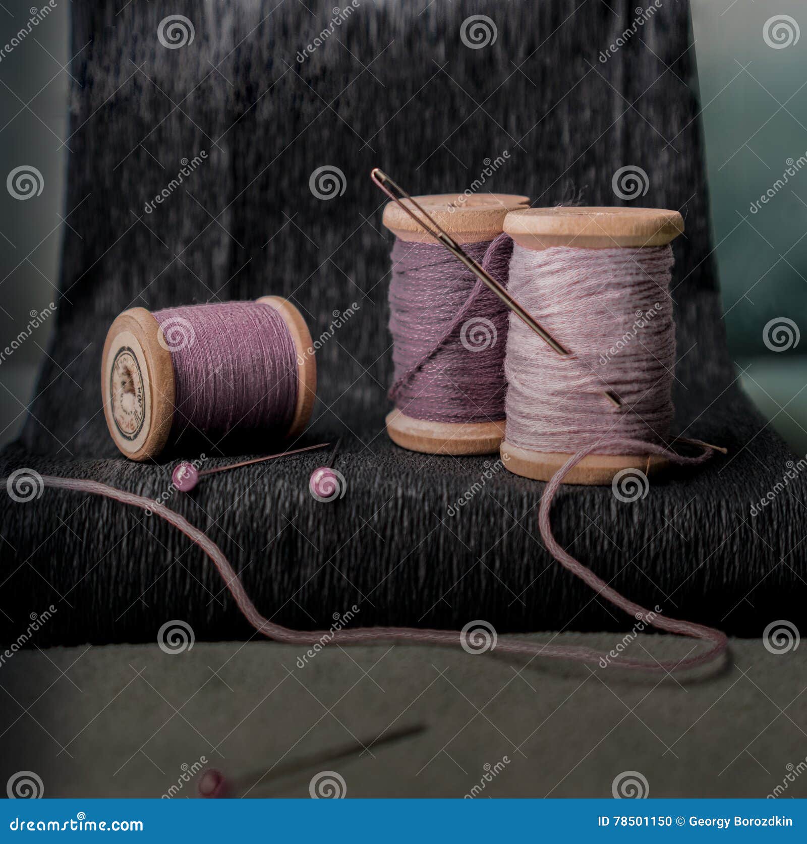 Still Life. an Old Reel of Thread with a Needle Stock Photo - Image of ...