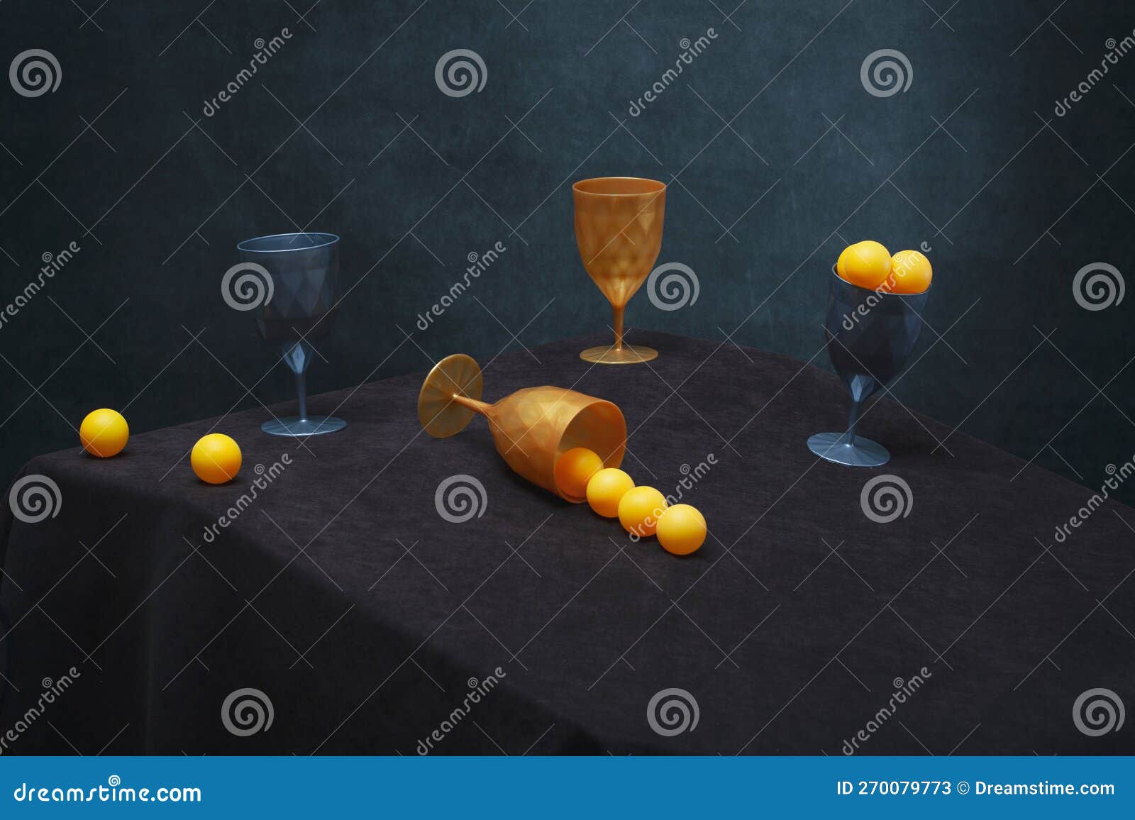 Still Life with Orange Balls and Glasses Stock Image - Image of balls ...