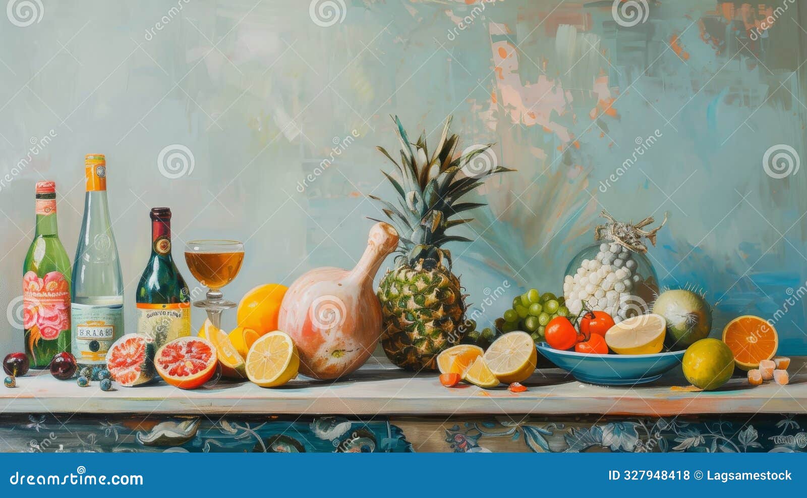 A Still Life Painting of Everyday Objects Arranged in a Visually ...