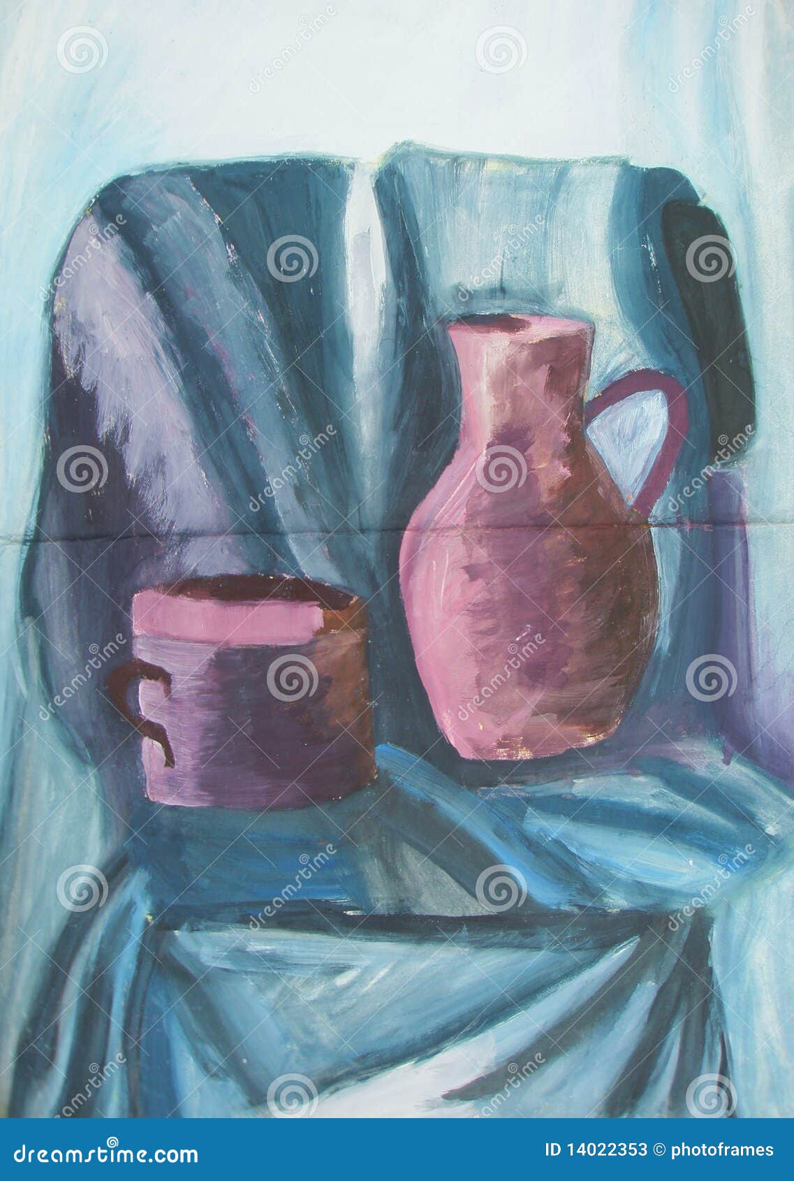 Still Life Painting Vase and Pot Stock Illustration - Illustration of ...