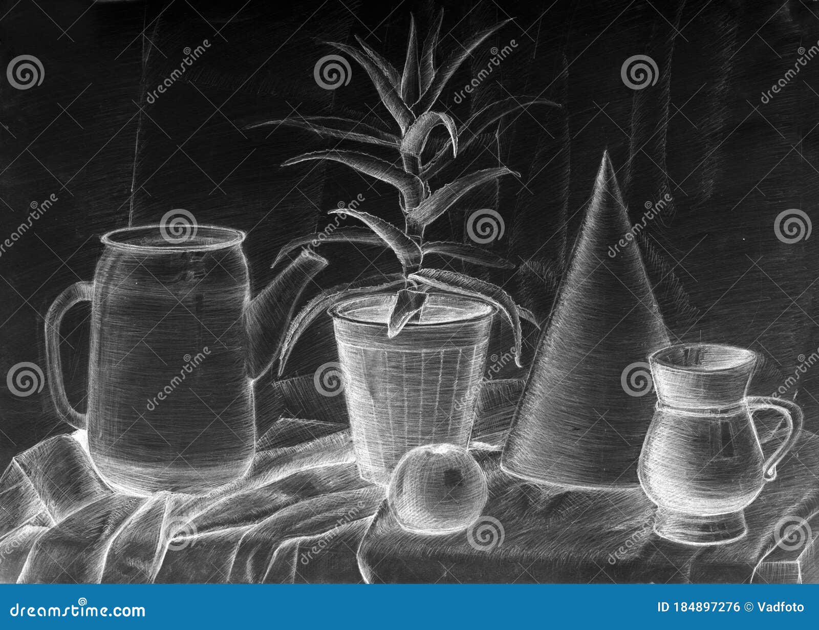 Still Life, Pencil Drawing Illustration, Sketch Stock Photo - Image of ...