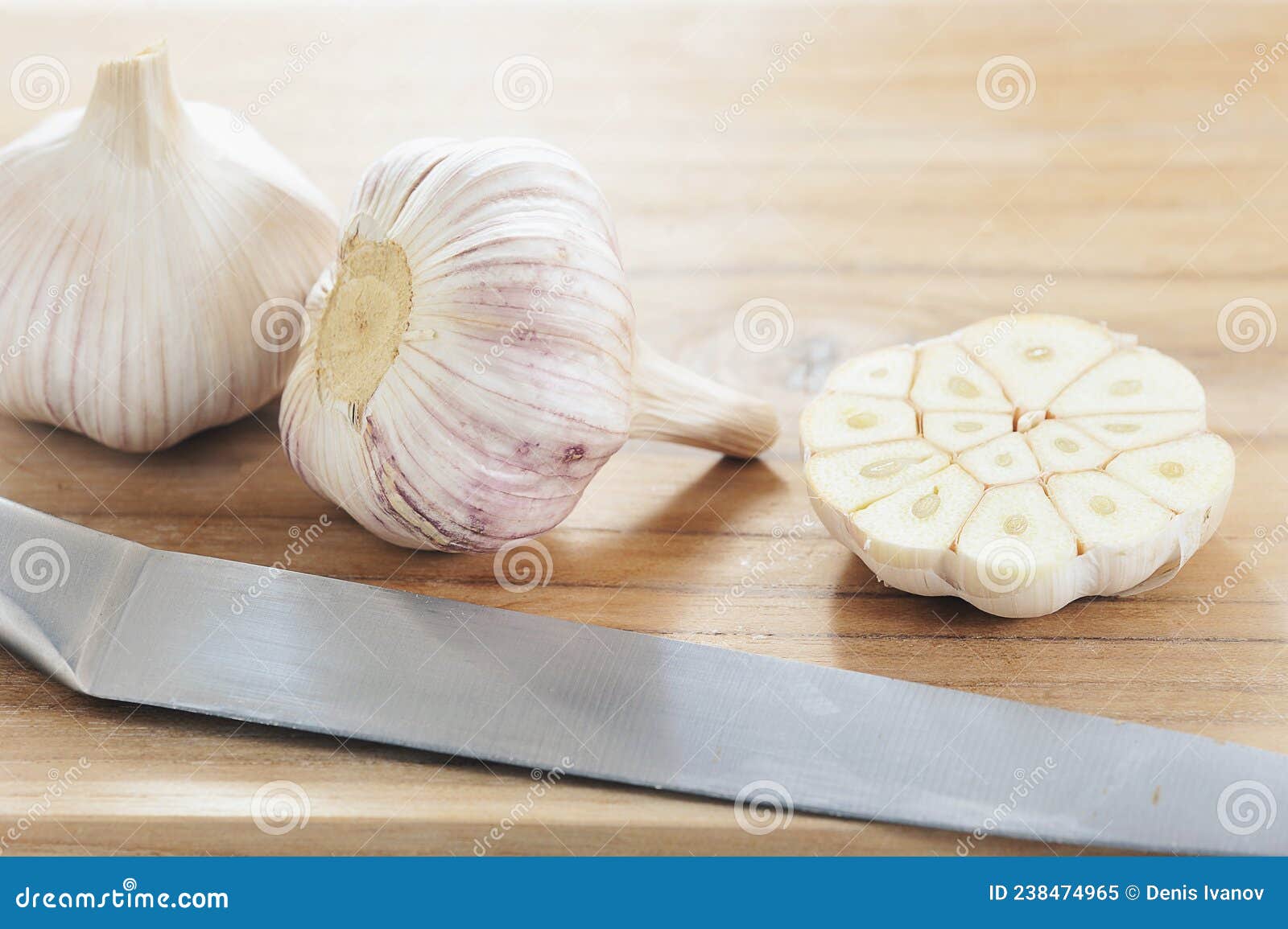 Still Life Photo with Garlic - Whole Garlic and Cut Stock Image - Image ...