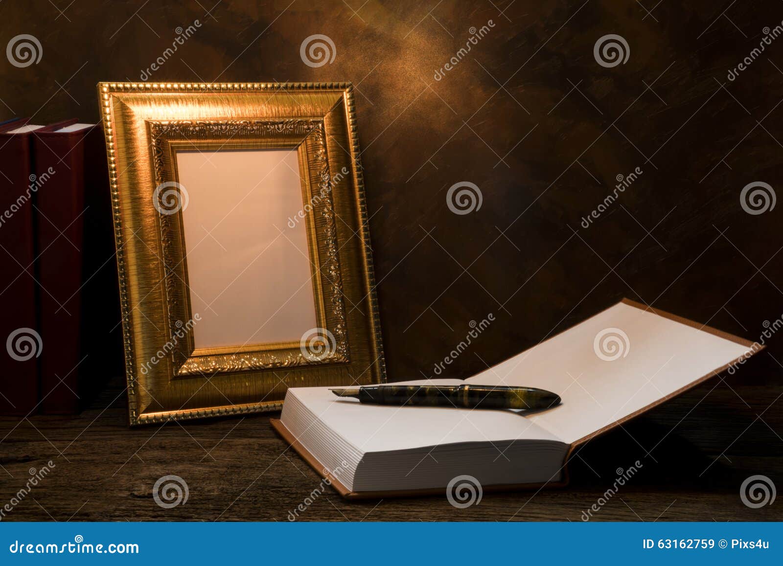 Still Life of Picture Frame on Table with Diary Book Stock Image ...