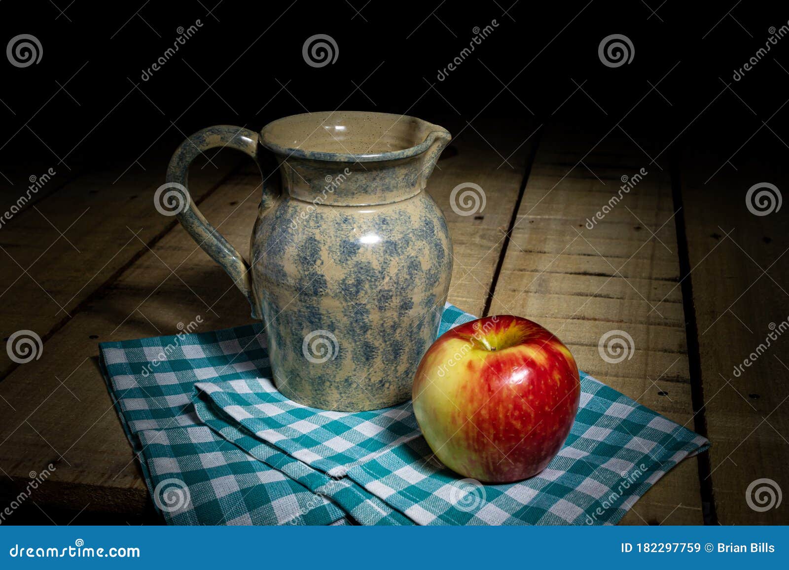 Still Life with Pitcher and Apple Stock Image - Image of honey, cloth ...