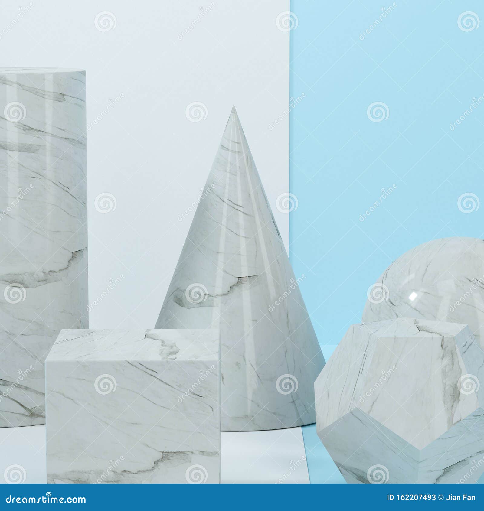 Still Life Presentation of Geometric Objects, 3d Rendering Stock ...