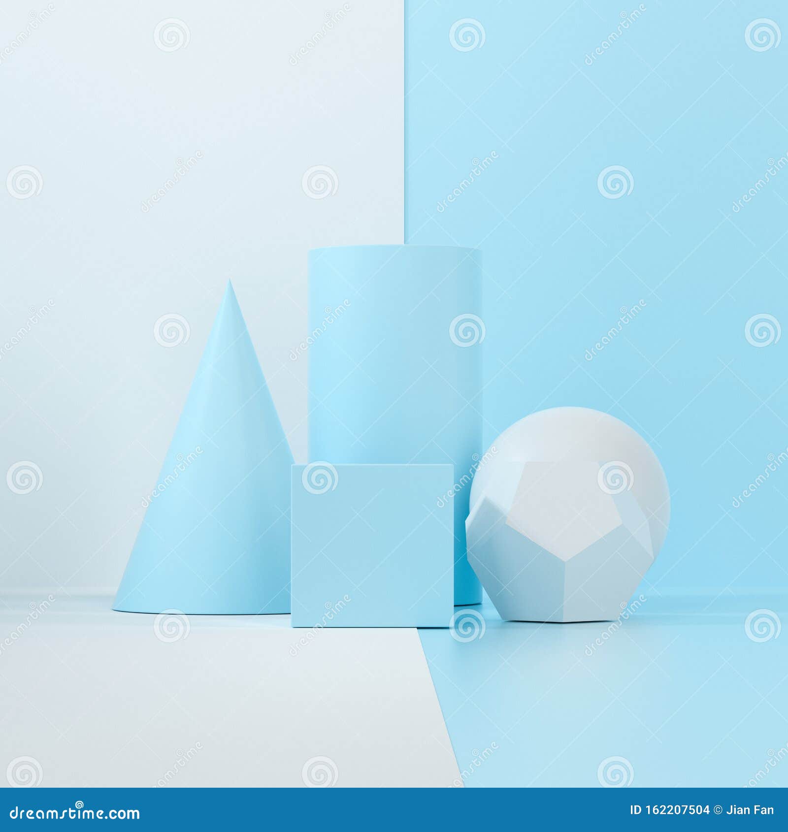 Still Life Presentation of Geometric Objects, 3d Rendering Stock ...