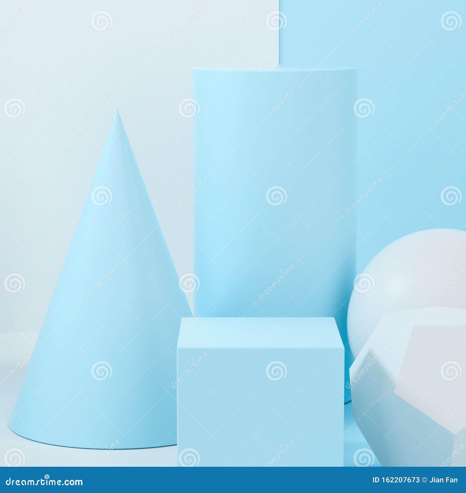 Still Life Presentation of Geometric Objects, 3d Rendering Stock ...