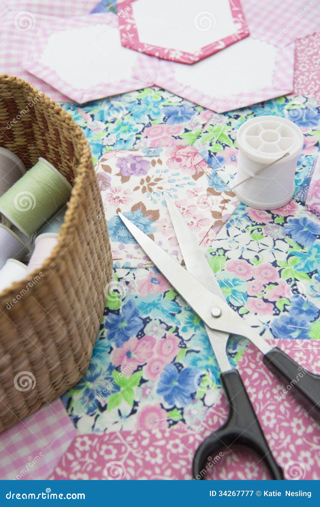 Still Life of Quilt Making Material and Tools Stock Image - Image of ...