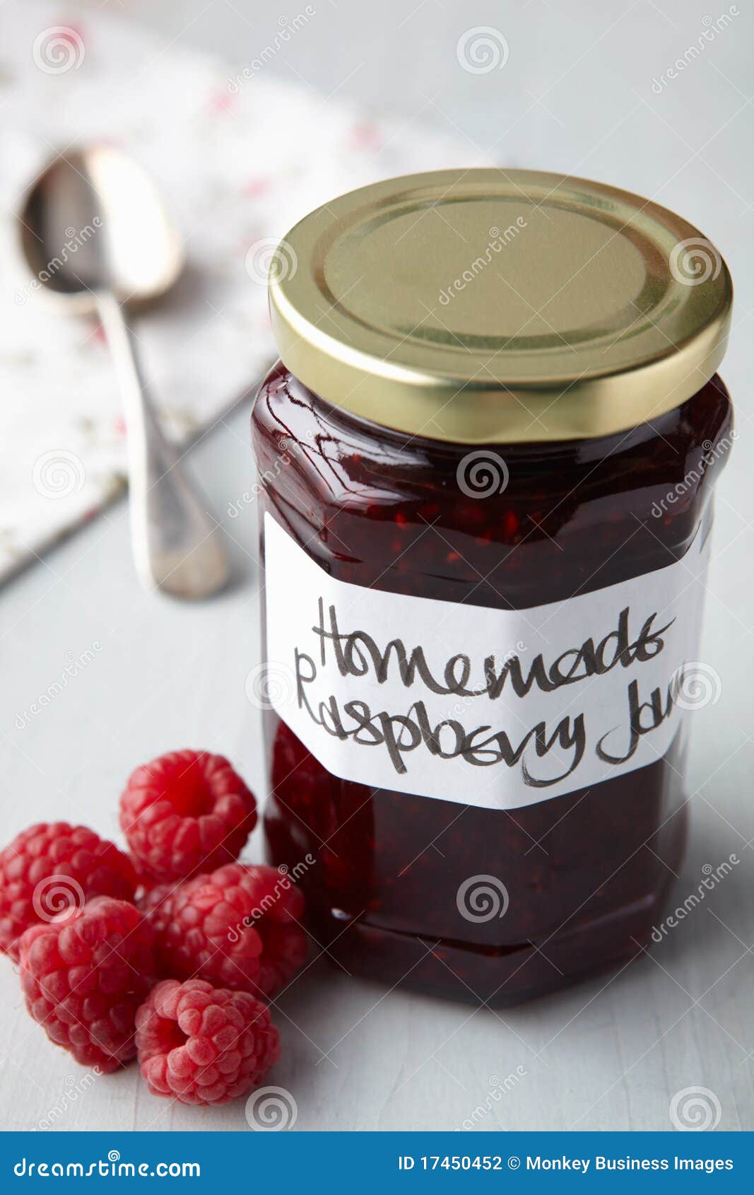 A Still Life of Raspberry Jam in Jar Stock Photo - Image of still ...