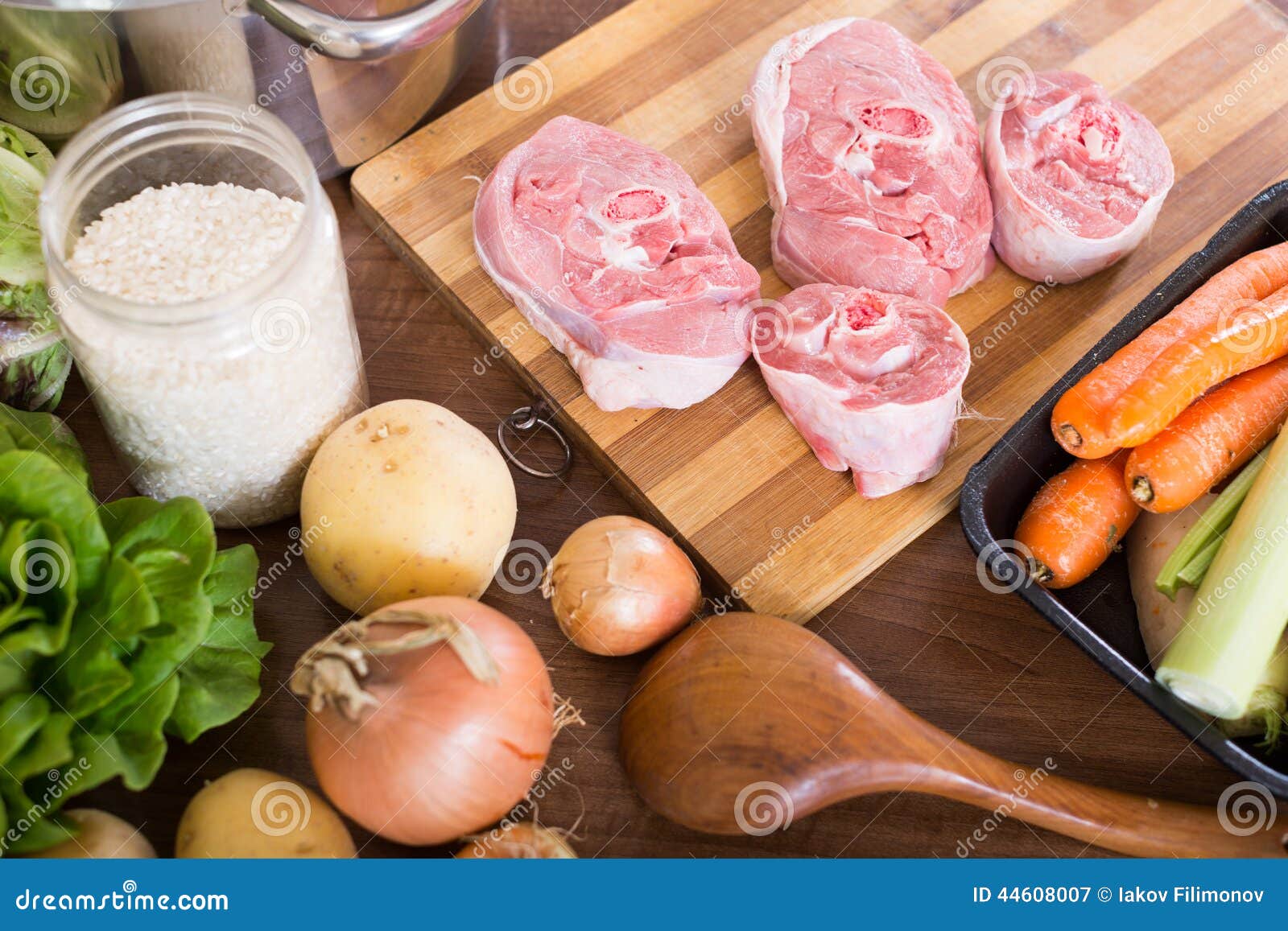 Still Life with Raw Turkey Ham and Vegetables Stock Image - Image of ...