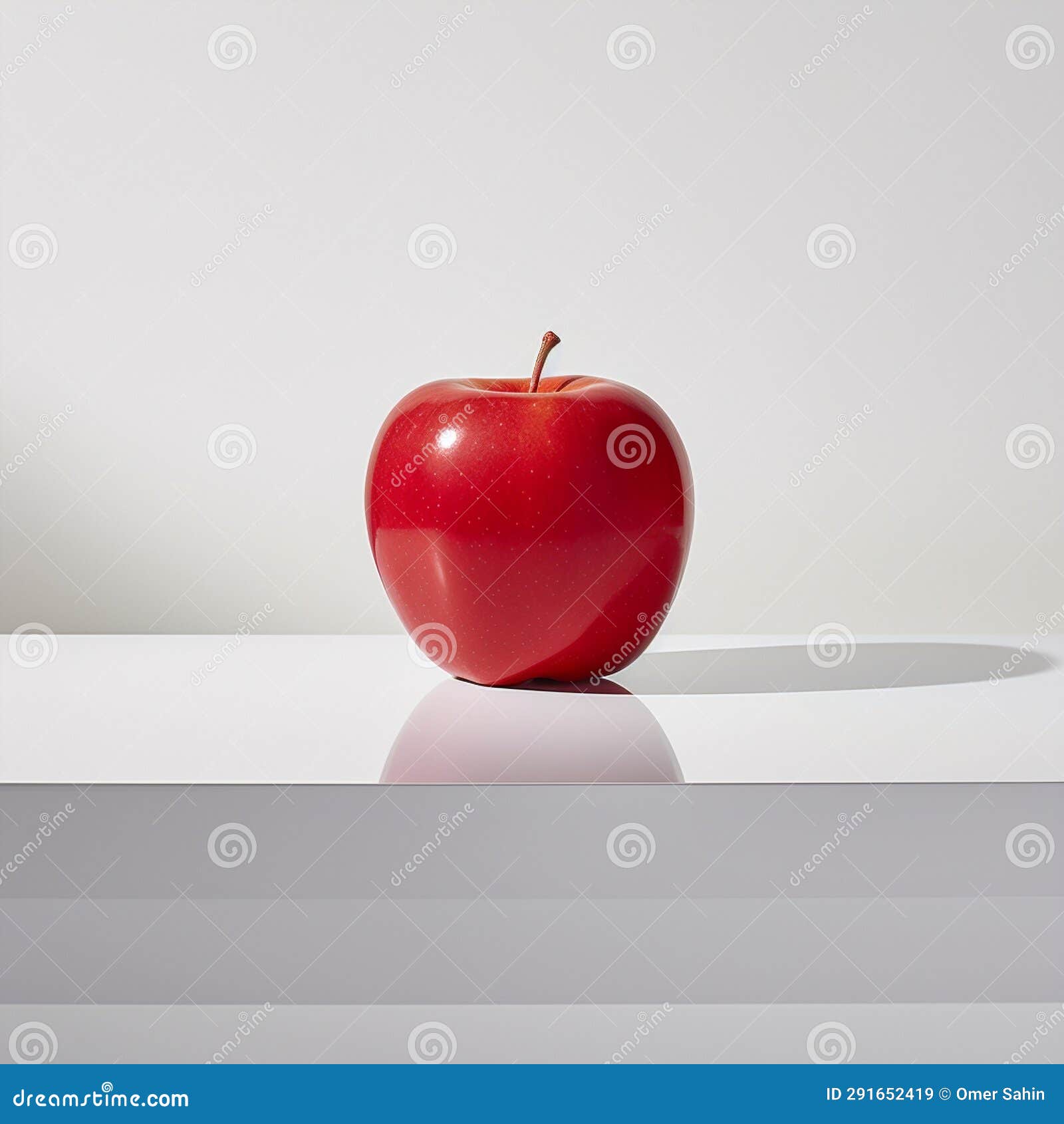 Still Life: Red Apple on Pristine White Surface Stock Illustration ...