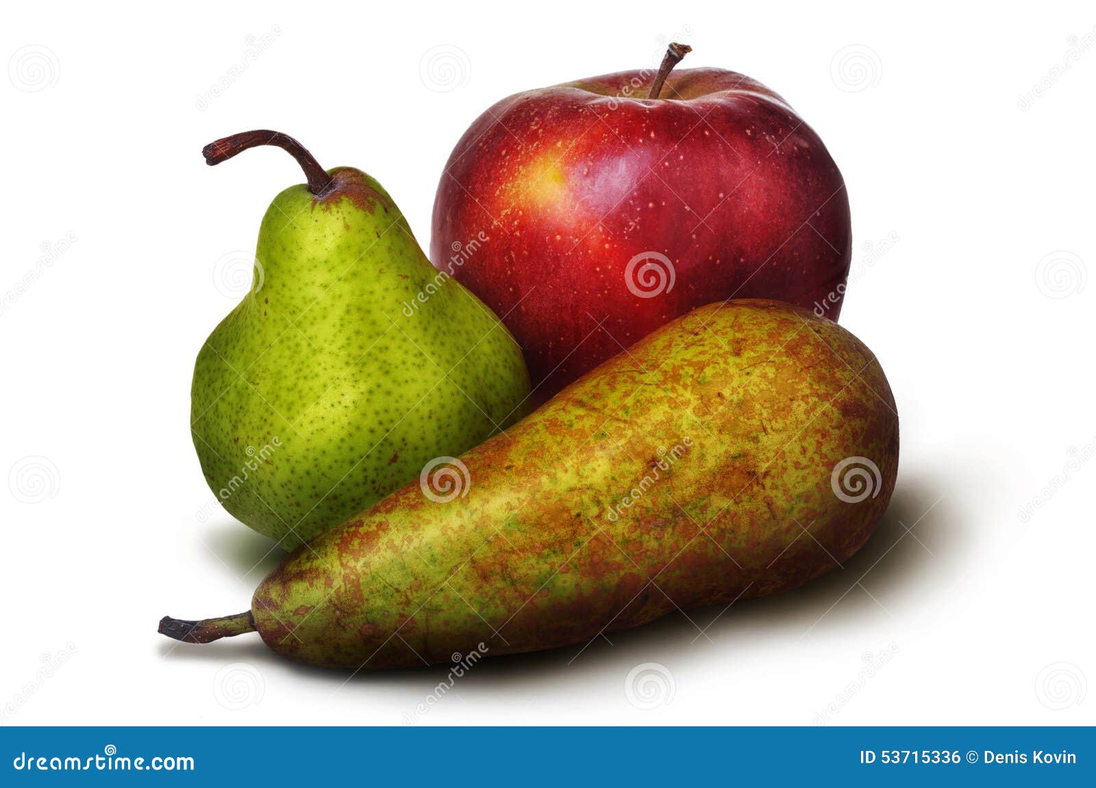 Still Life with Red Apple and Two Pears Stock Photo - Image of ...