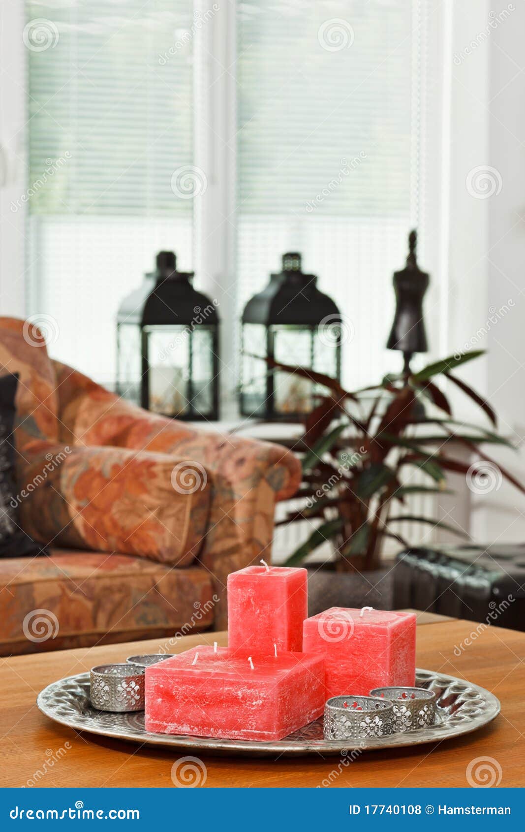 Still Life with Red Rectangular Candles Stock Photo - Image of pillow ...