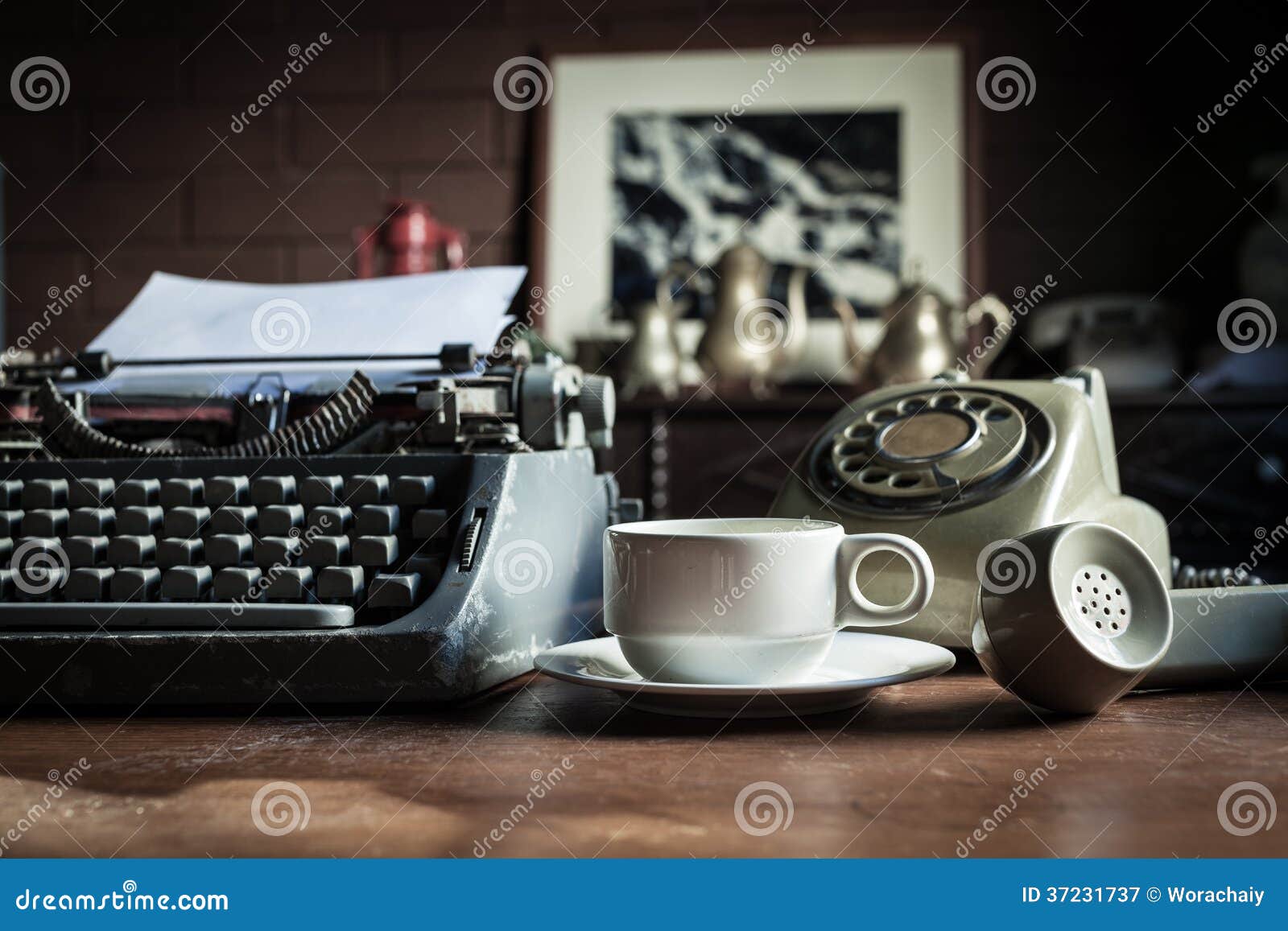 Still life of retro office stock image. Image of floor - 37231737