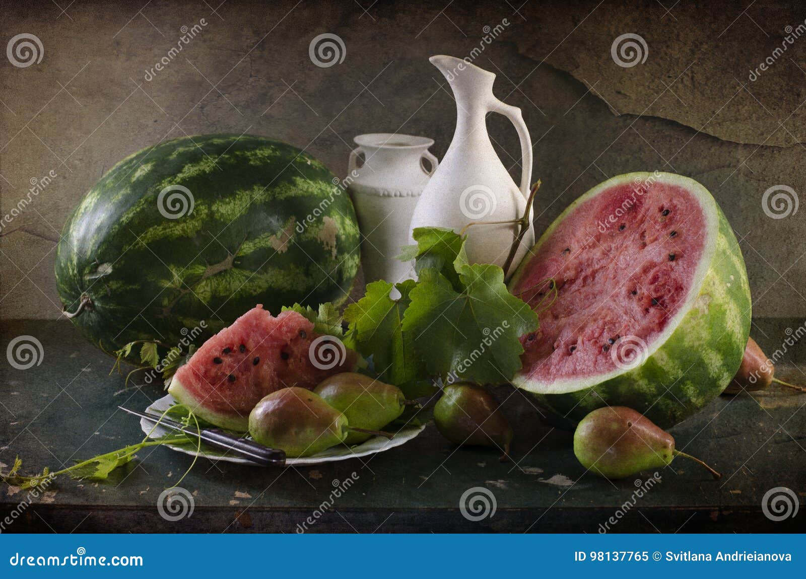Still Life with Ripe and Red Watermelon Stock Image - Image of ripe ...