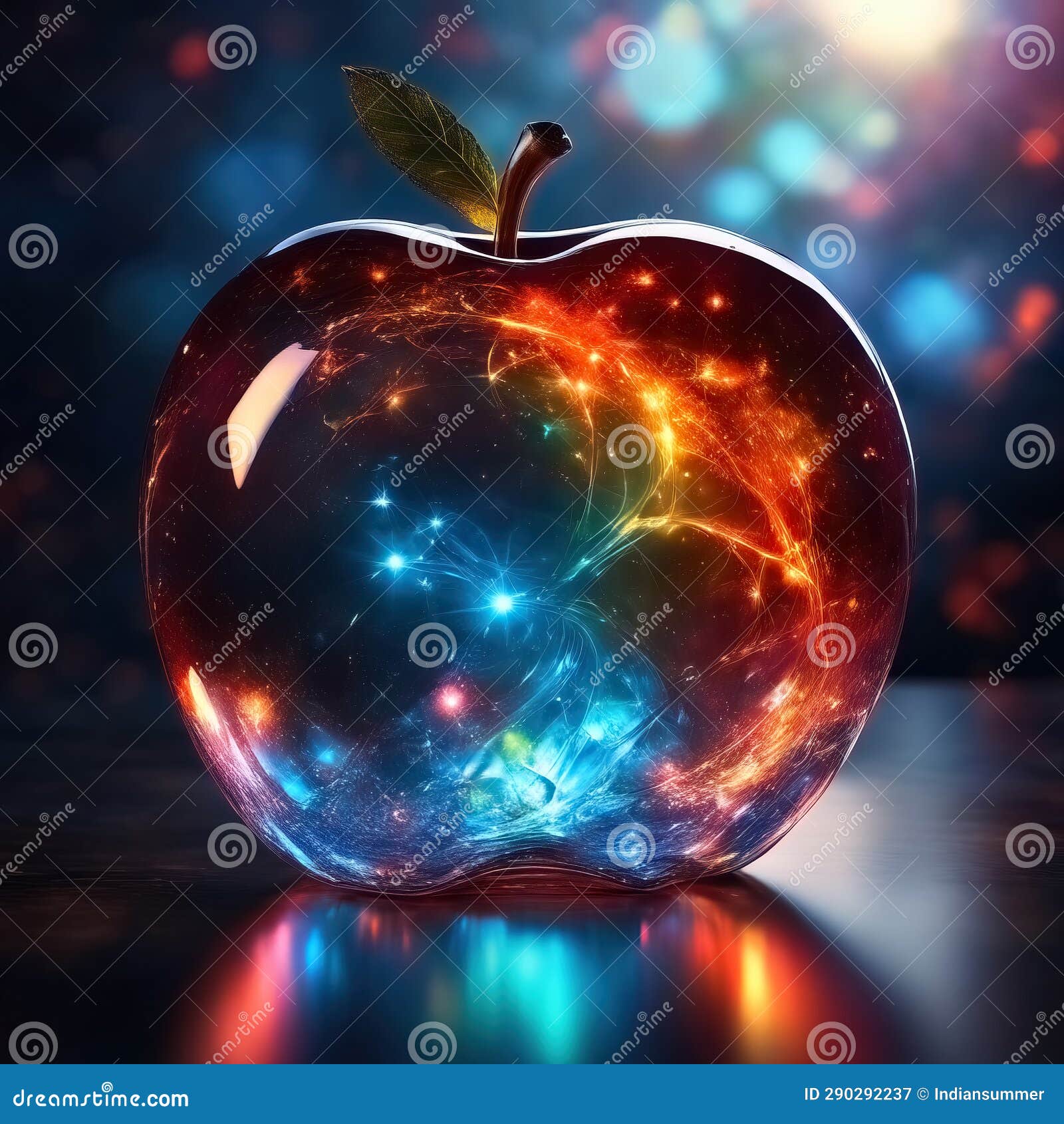 Shining Celestial Glass Apple with a Galaxies Inside Stock Illustration ...