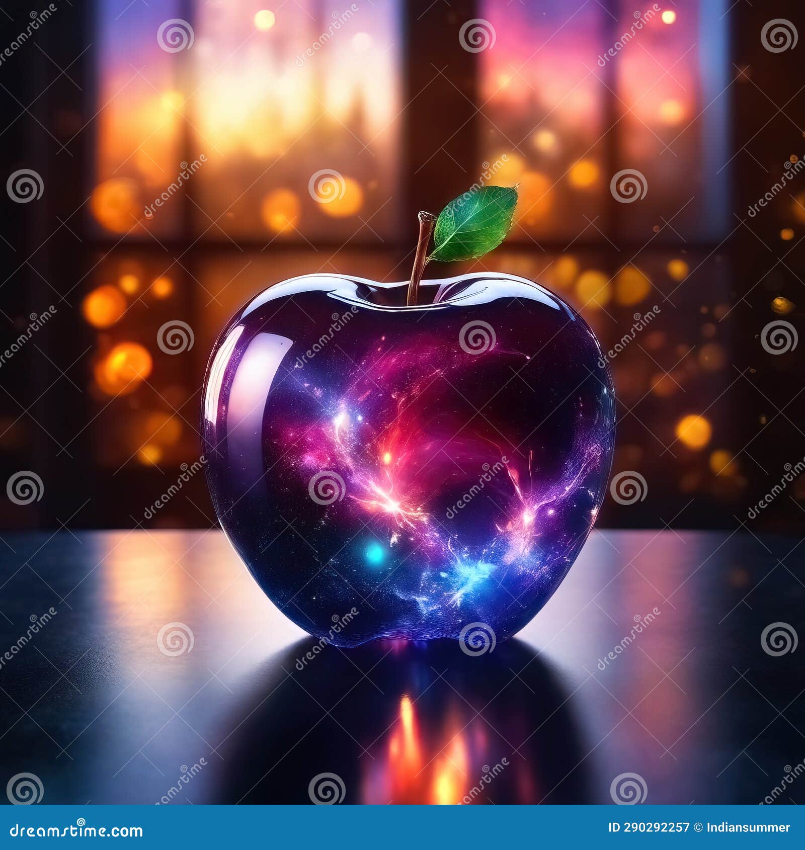 Shining Celestial Glass Apple with a Galaxies Inside Stock Illustration ...