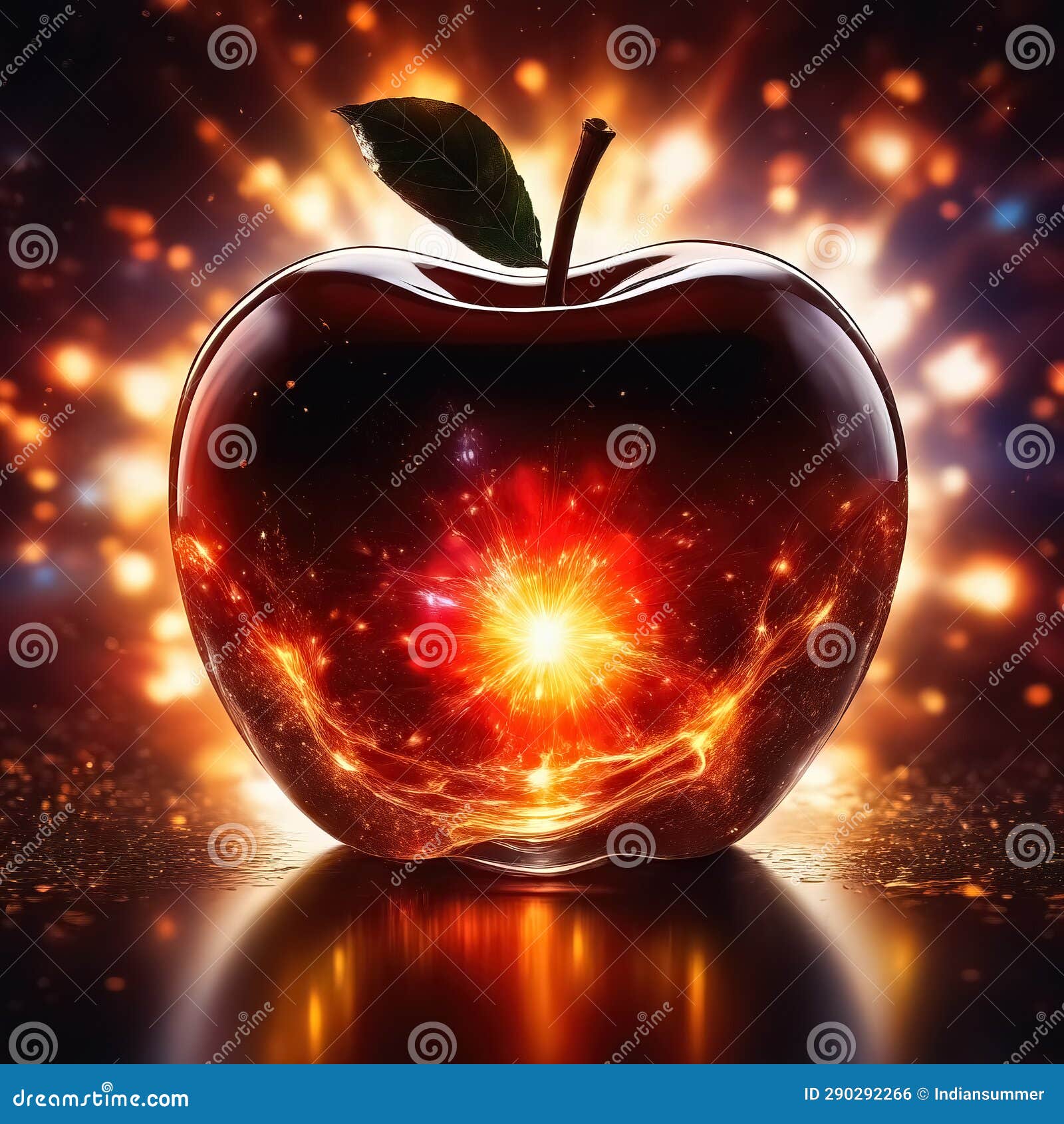 Shining Celestial Glass Apple with a Galaxies Inside Stock Illustration ...