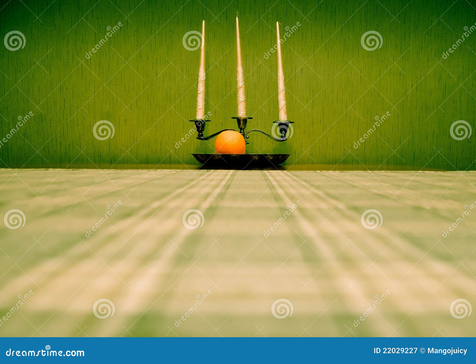 Still Life: Silver Candlestick and Orange Fruit Stock Image - Image of ...