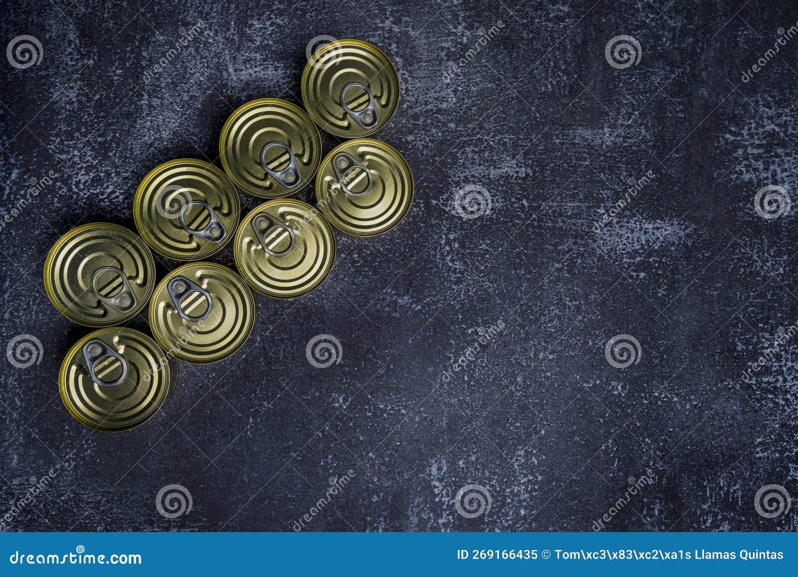 Still Life with Small Circular Cans with Easy-open Rings on a Gray ...