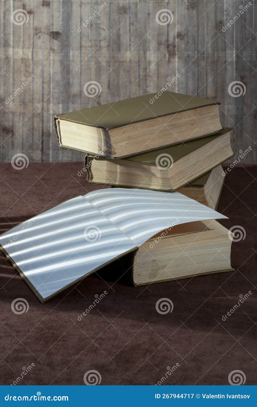 Still Life with a Stack of Old Books on the Table Stock Image - Image ...