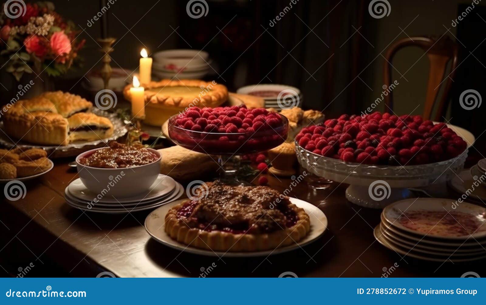 A Still Life of Sweet Pastries and Berries on a Tray Generated by AI ...