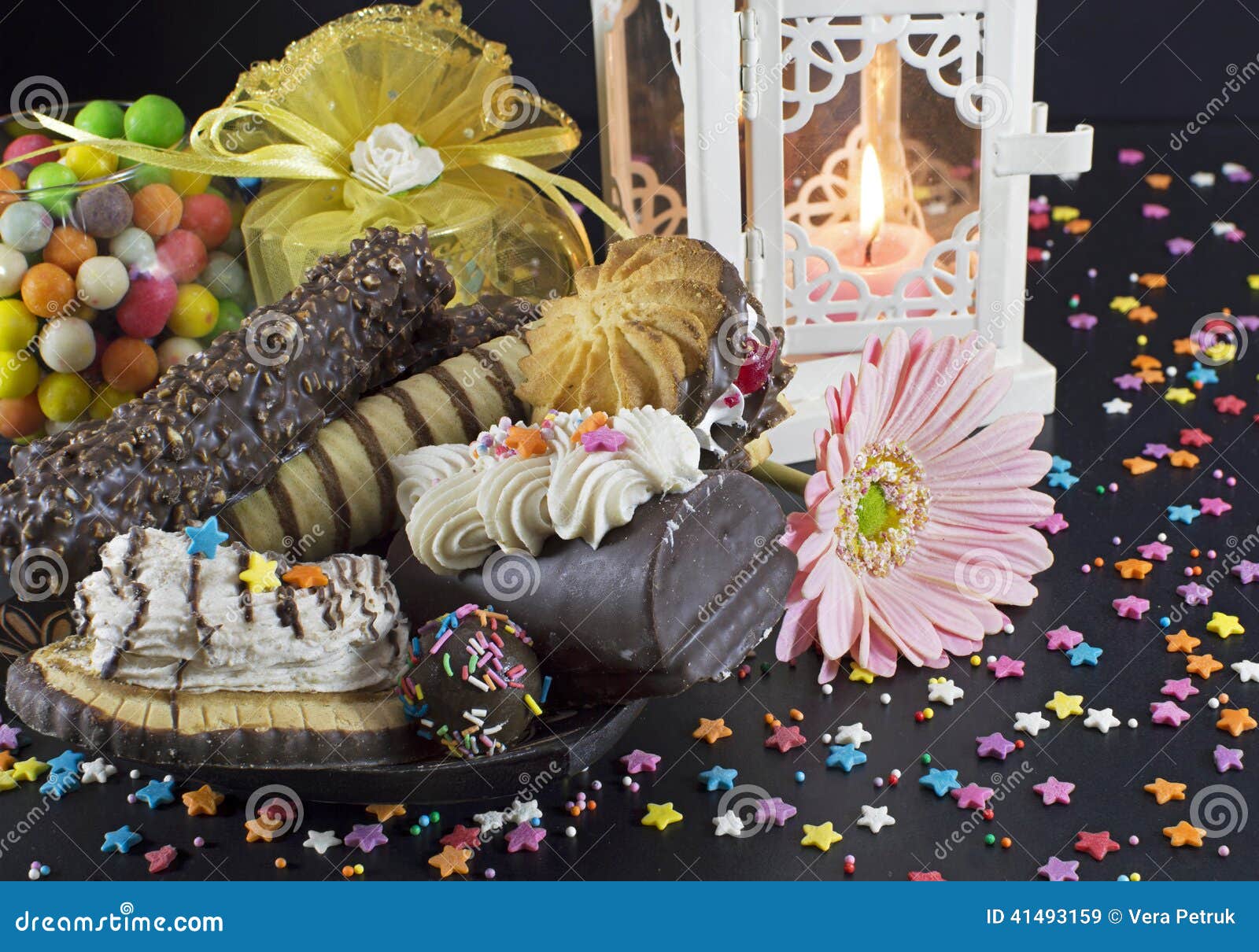 Still life with sweets stock image. Image of event, bonbon - 41493159