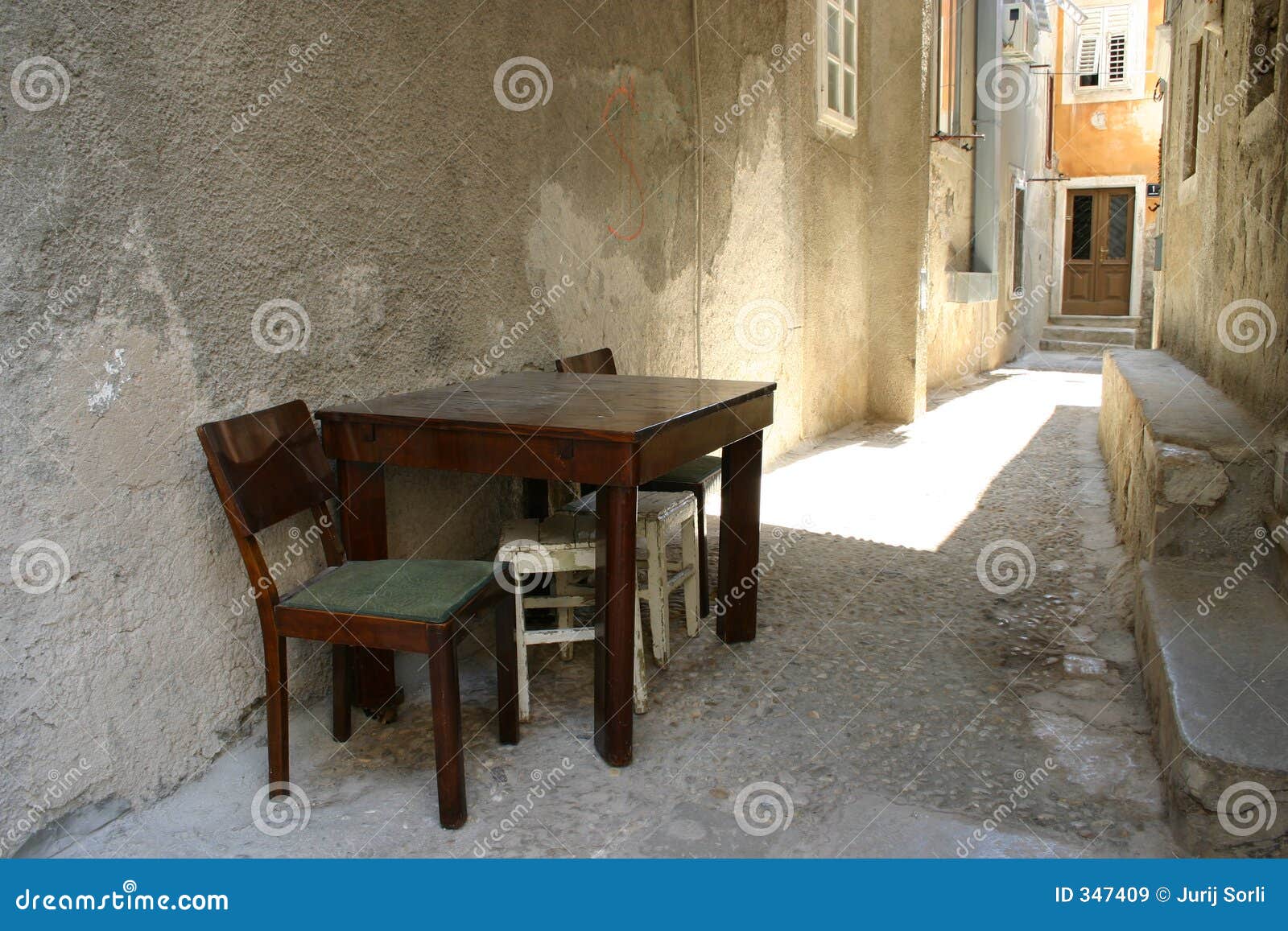 Still Life - Table&chair Stock Image - Image of pavement, door: 347409