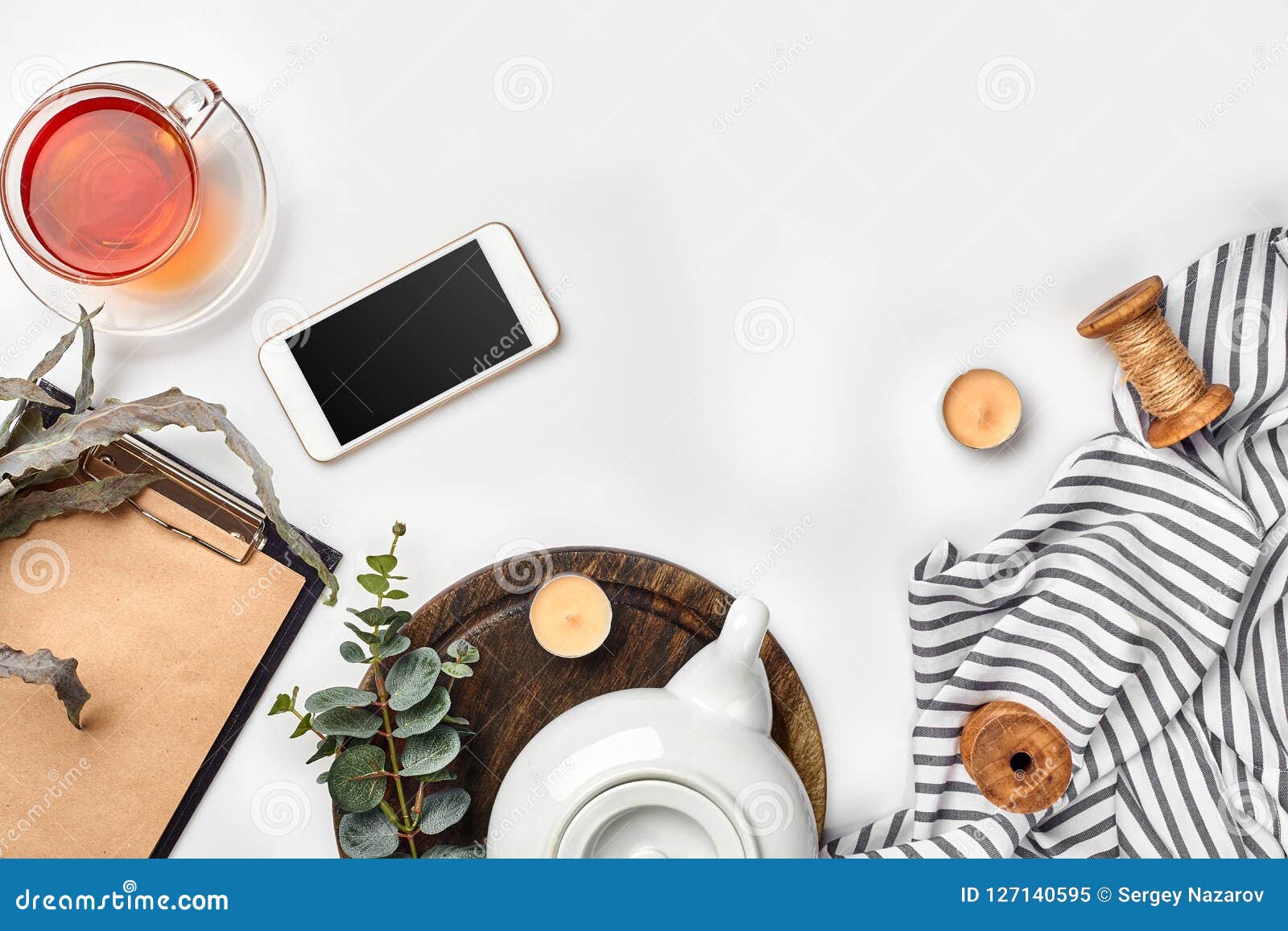 Still Life with Tea Cup and the Contents of a Workspace Composed ...
