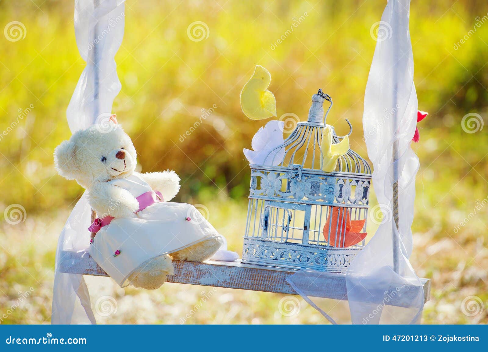 Still Life with Teddy Bear on a Swing Stock Image - Image of design ...