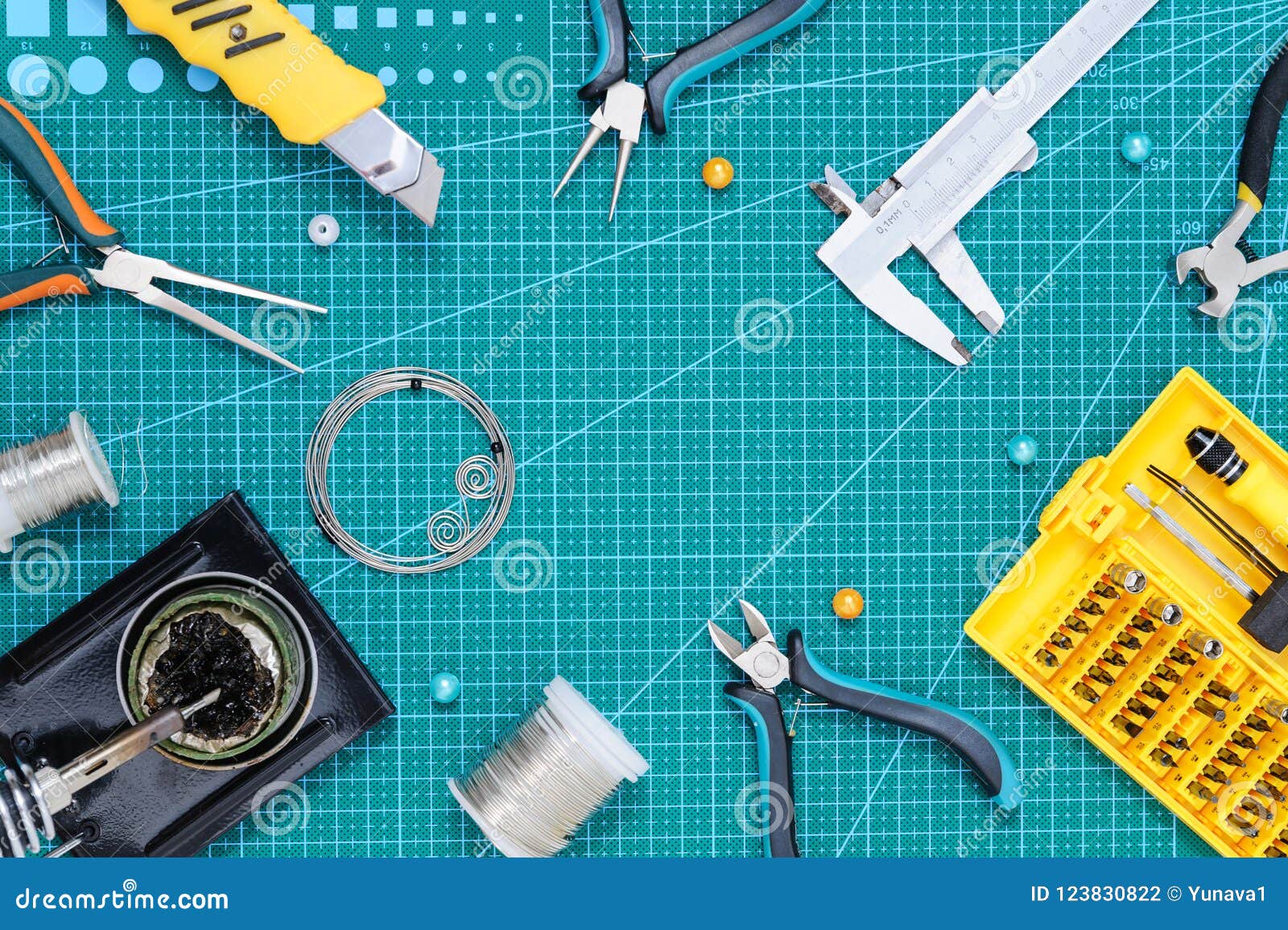 Still life with tools. stock photo. Image of equipment - 123830822