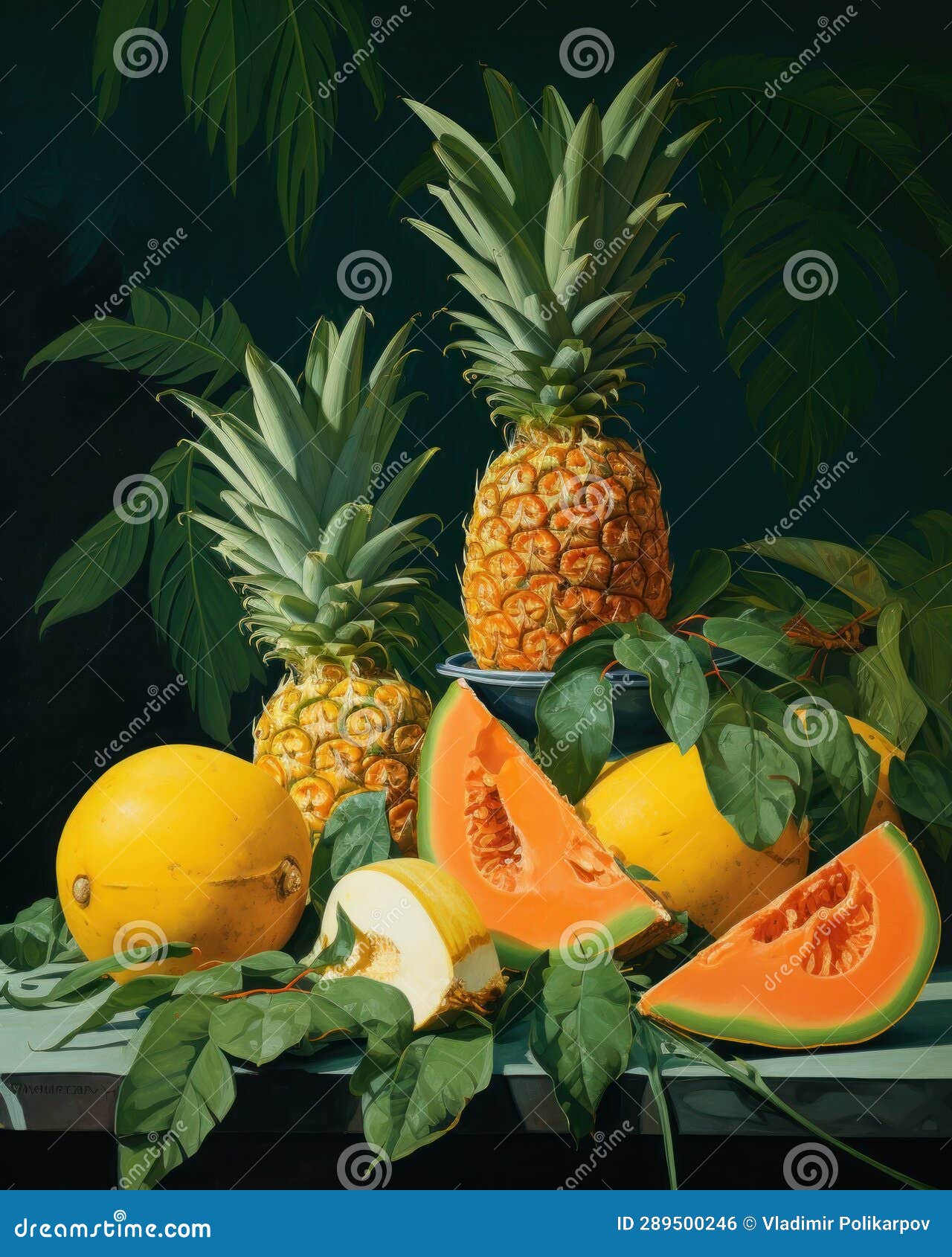 Still Life with Tropical Fruits Stock Photo - Image of food, leaf ...