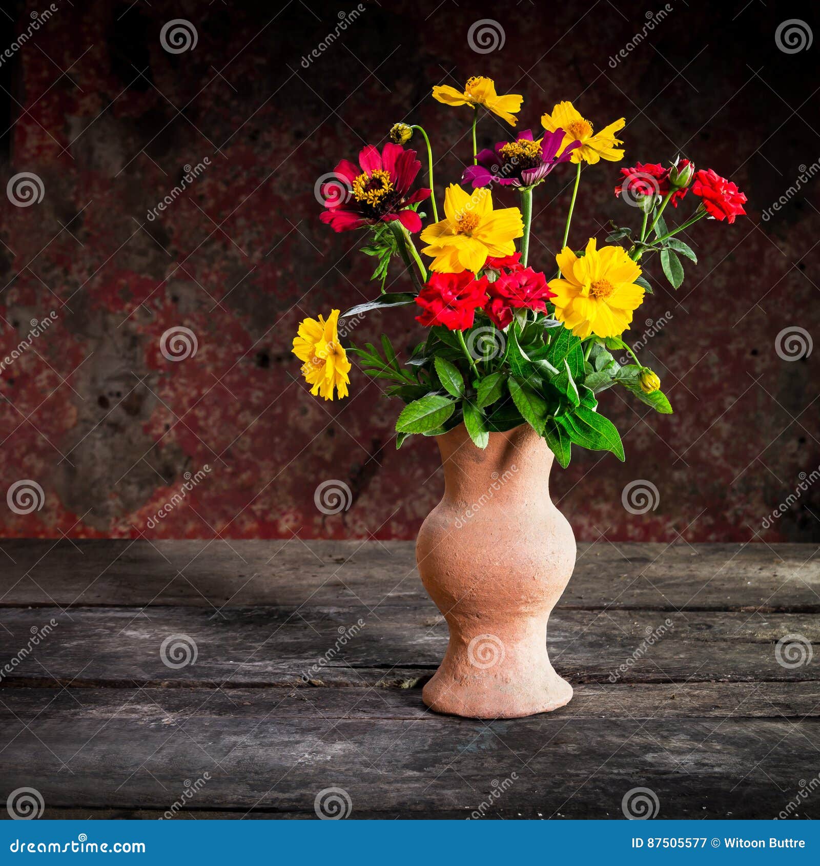 Still Life with a Vase Flower,earthenware Stock Image - Image of bone ...