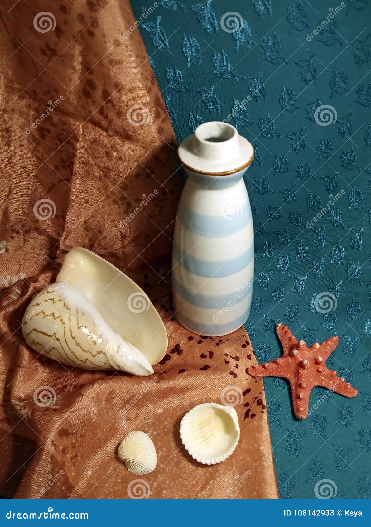 Still Life with Vase, Sea Shells and Start Fish Stock Image - Image of ...
