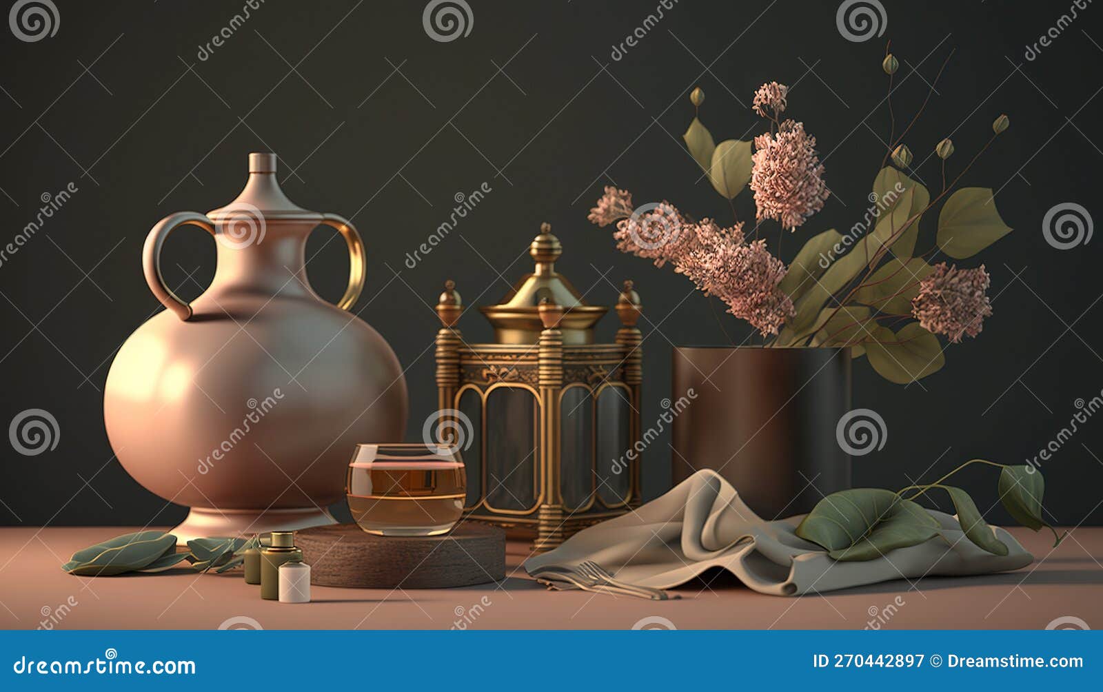 A Still Life of a Vase, Vases, and Other Items. Stock Illustration ...