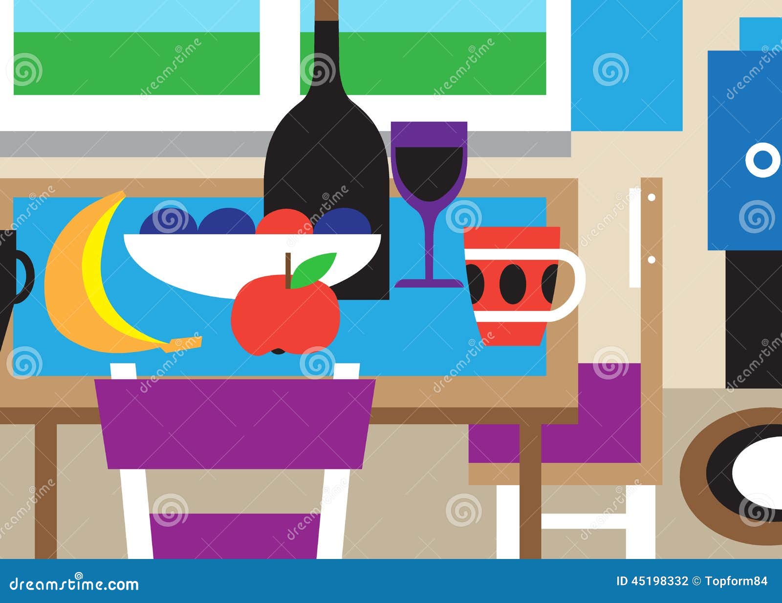 Still Life - Vector Cartoon Stock Vector - Illustration of banana ...