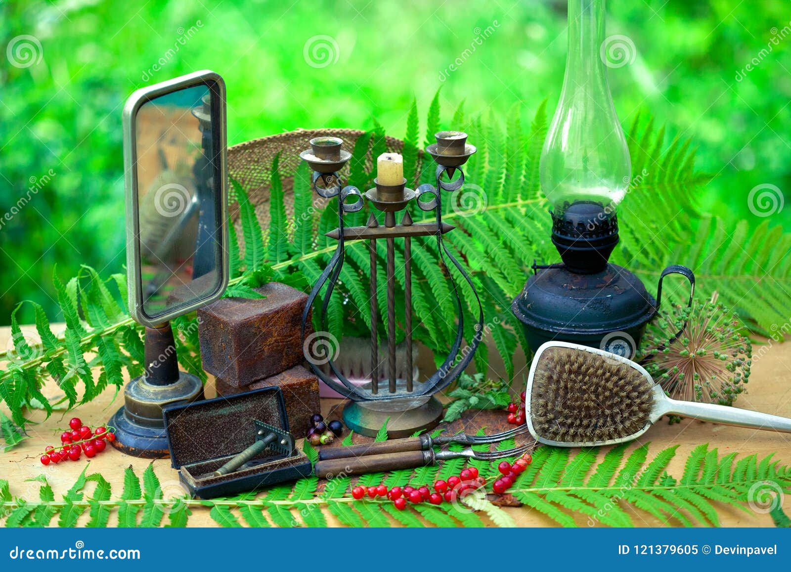 Still Life of Vintage Objects Stock Image - Image of mirror ...